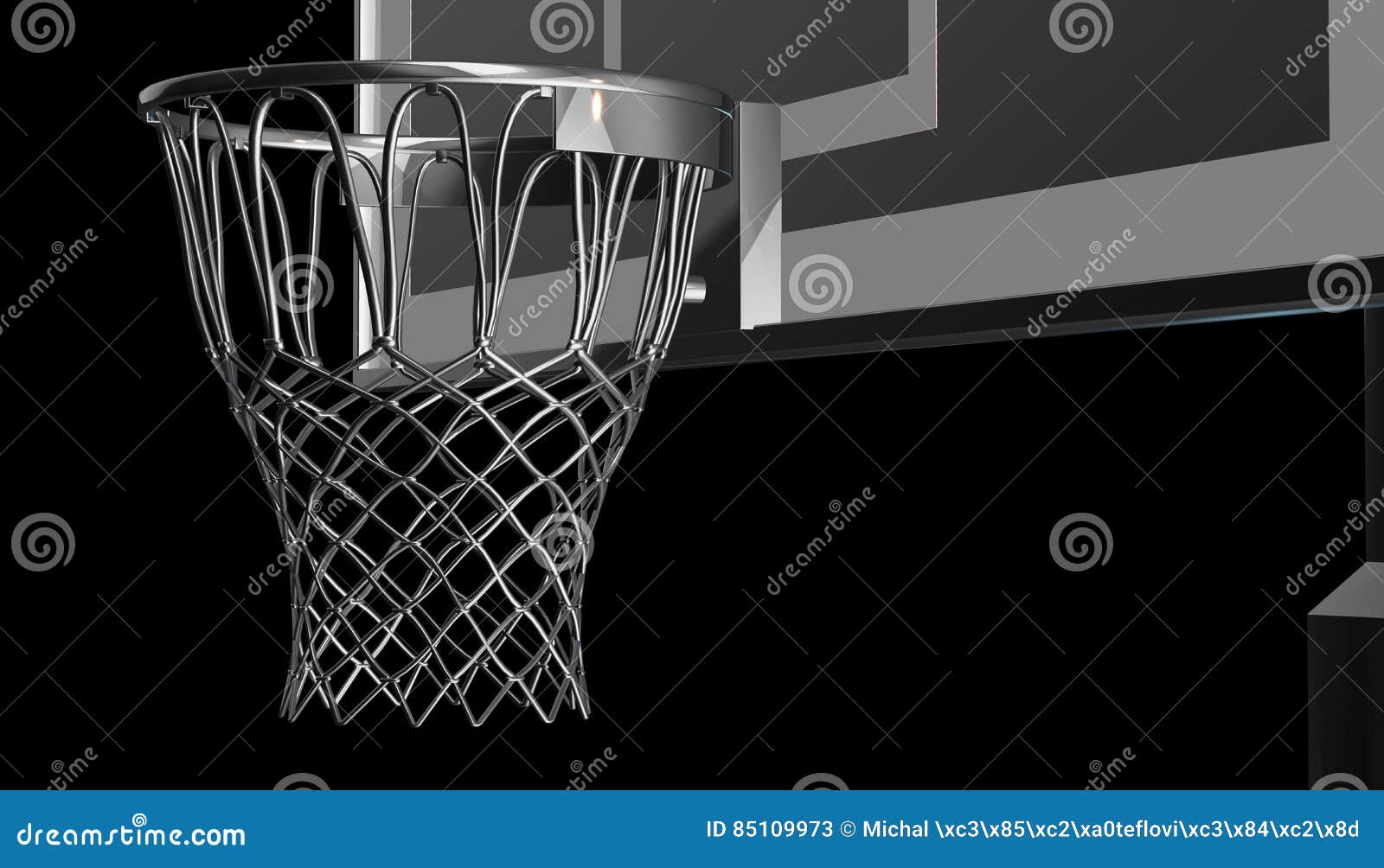 Silver Net of a Basketball Hoop on Various Material and Background, 3d ...