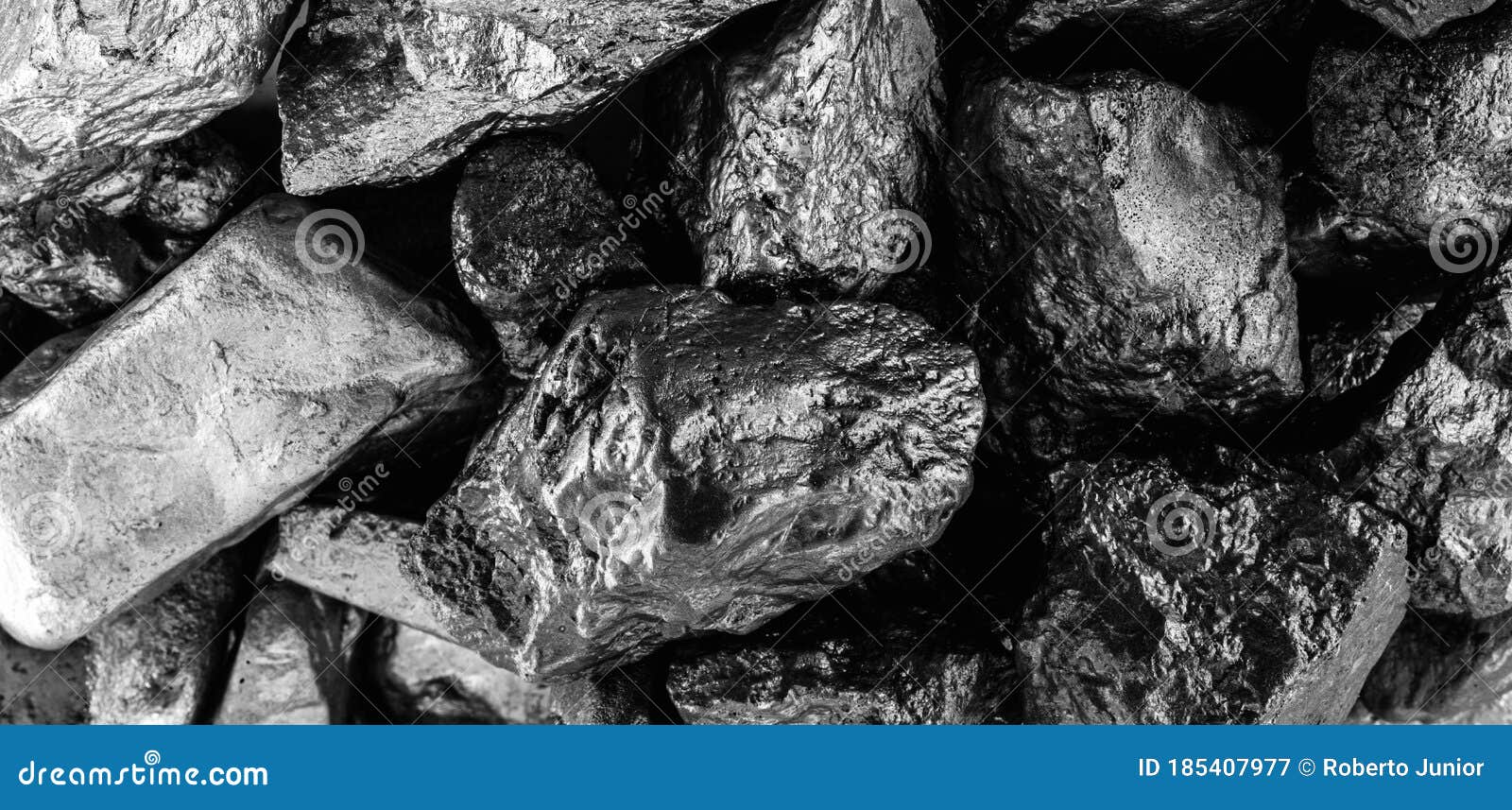 Silver Nuggets on Dark Texture. Raw Silver, Straight from Mining Stock ...