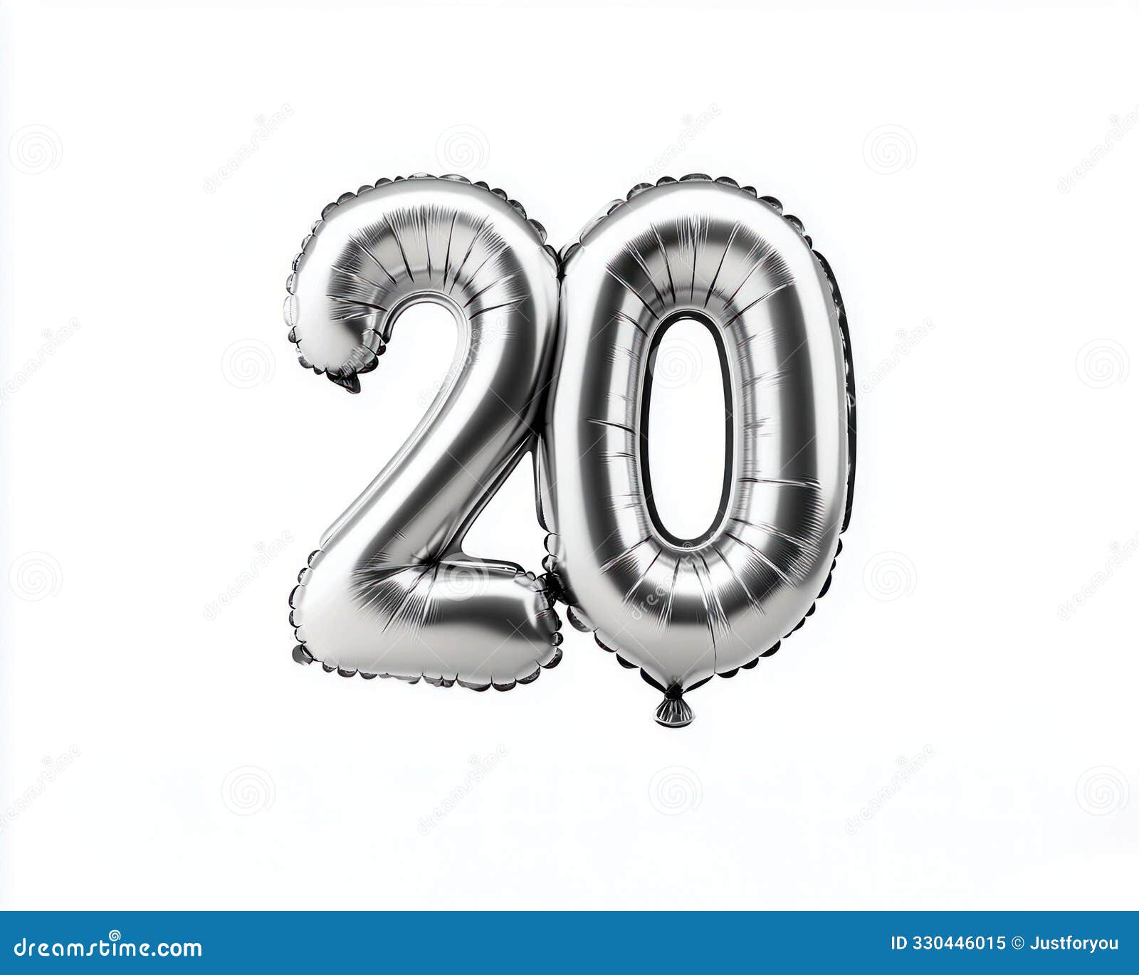 Silver Number 20 Balloons Isolated on White Background Stock ...