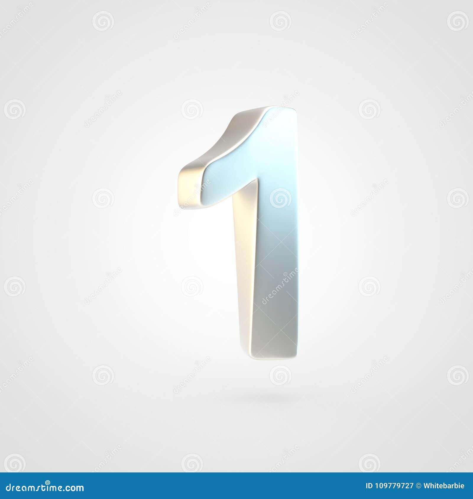 3D Rendered Silver Number 1 Isolated on White Background. Stock ...