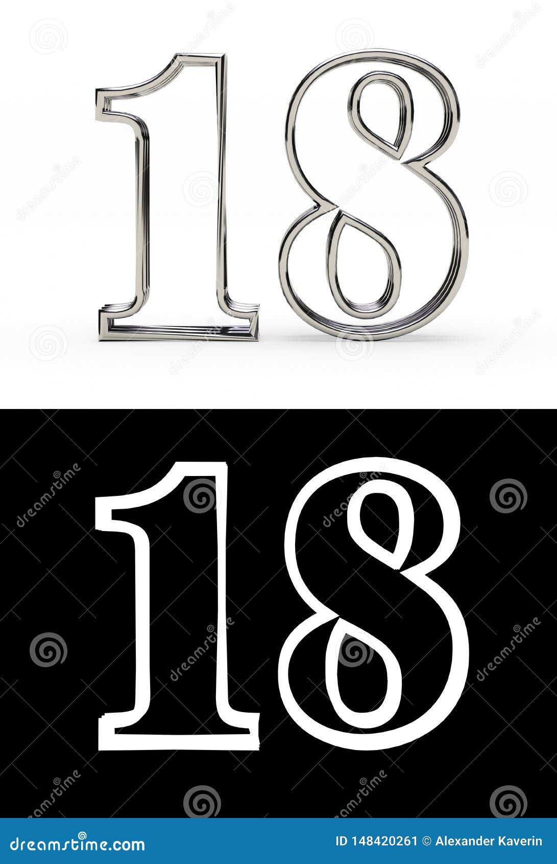 Silver Number Eighteen Years Stock Illustration - Illustration of ...