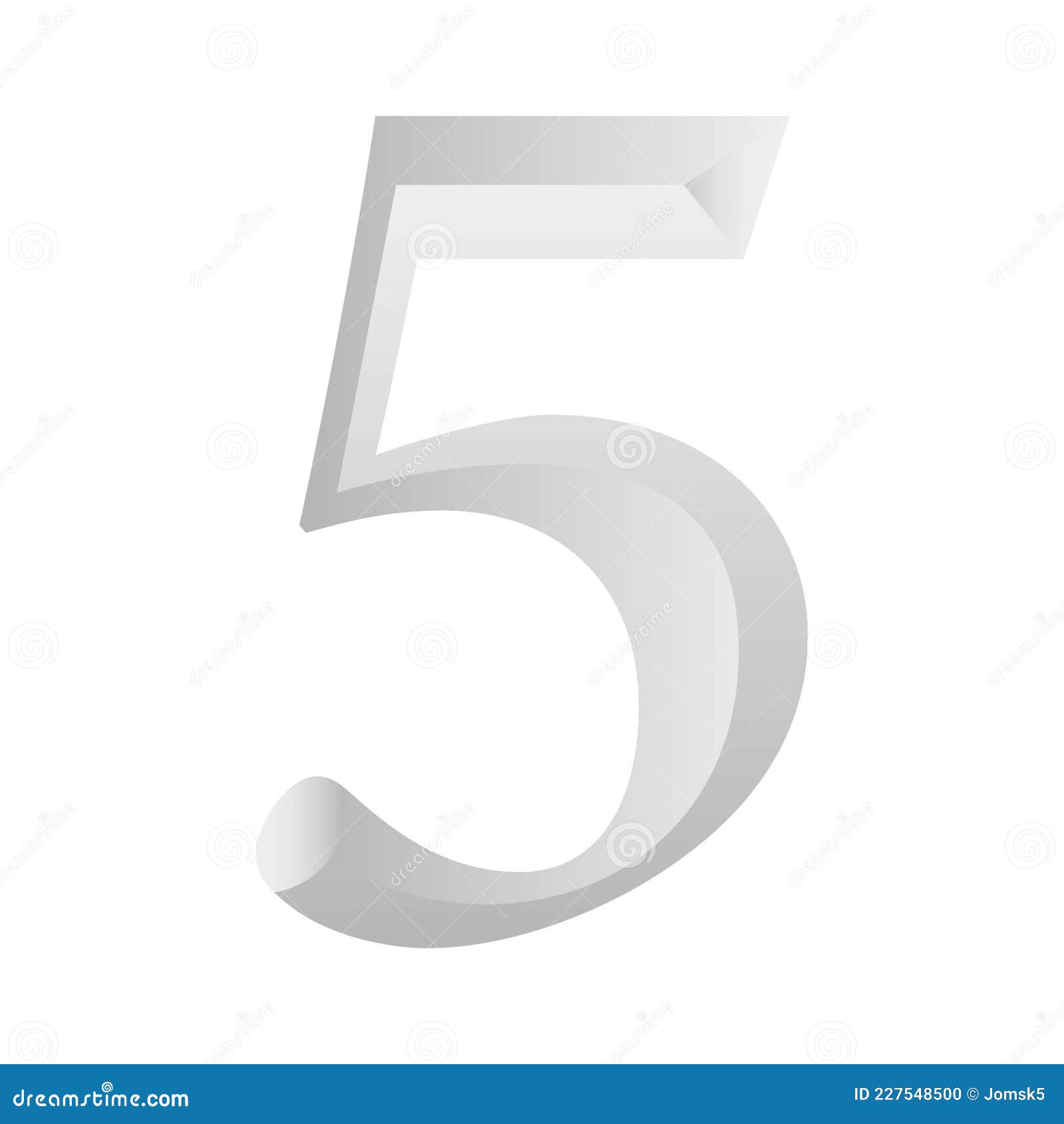 Silver Number Five Vector Illustration with Gradient Stock Vector ...