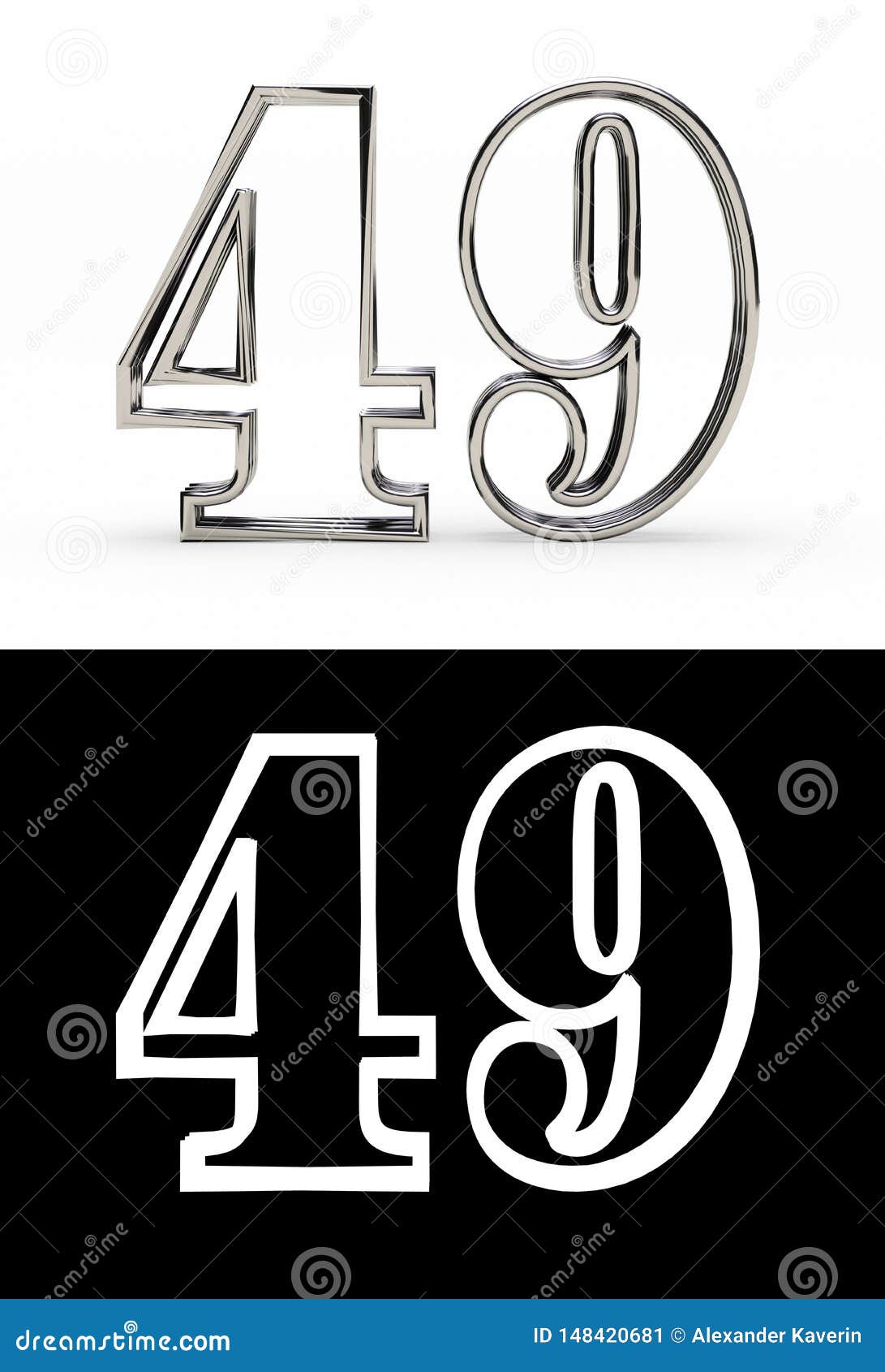 Silver Number Forty-nine Years Stock Illustration - Illustration of ...
