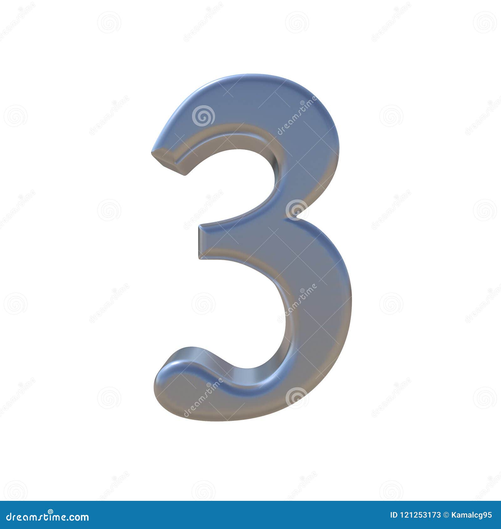 Silver Number 3 Isolated on White Stock Illustration - Illustration of ...