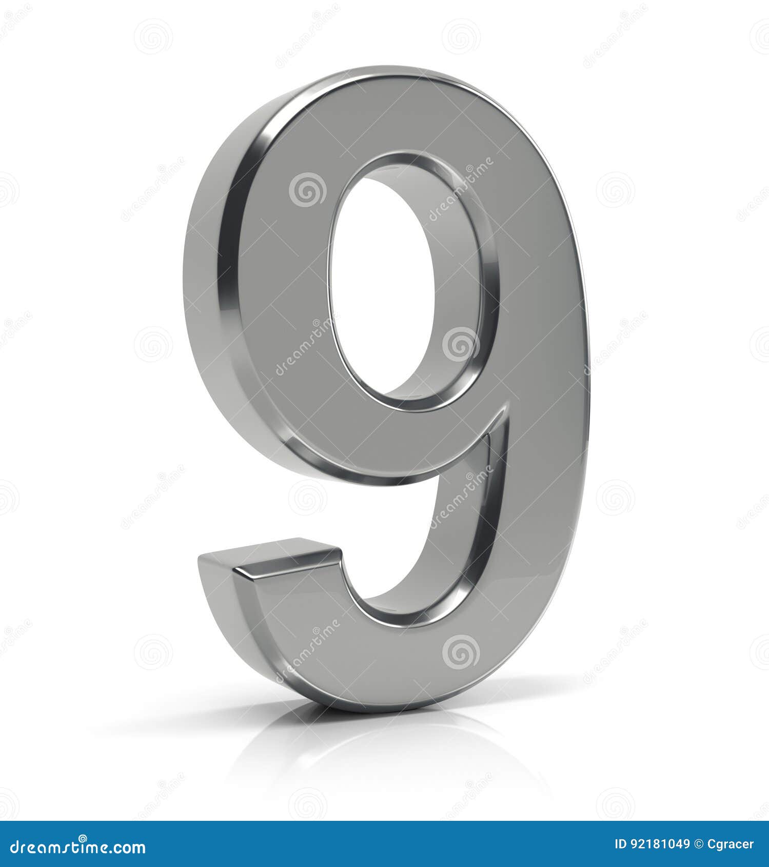 Silver number 9 stock illustration. Illustration of metallic - 92181049