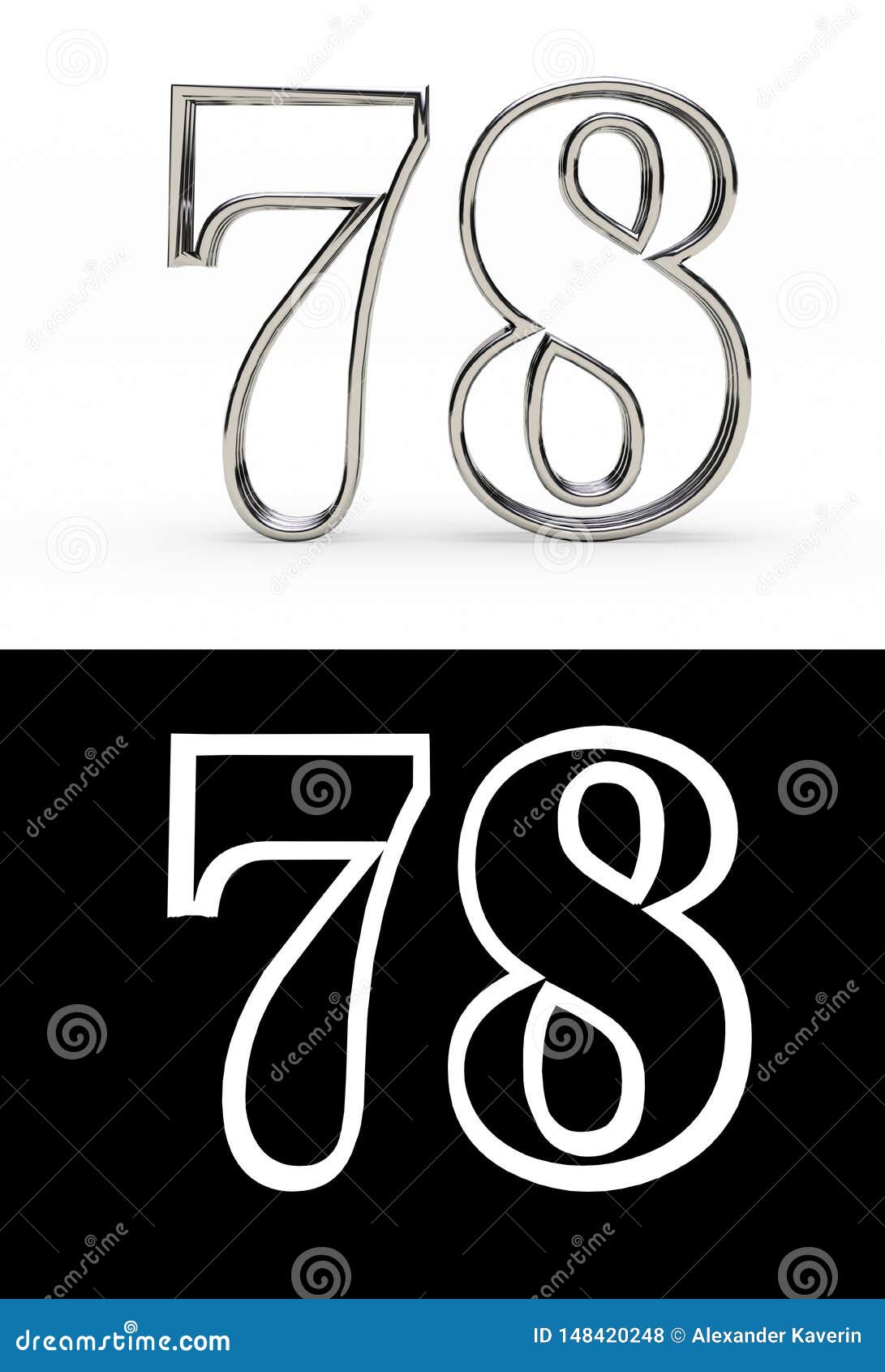 Silver Number Seventy-eight Years Stock Illustration - Illustration of ...