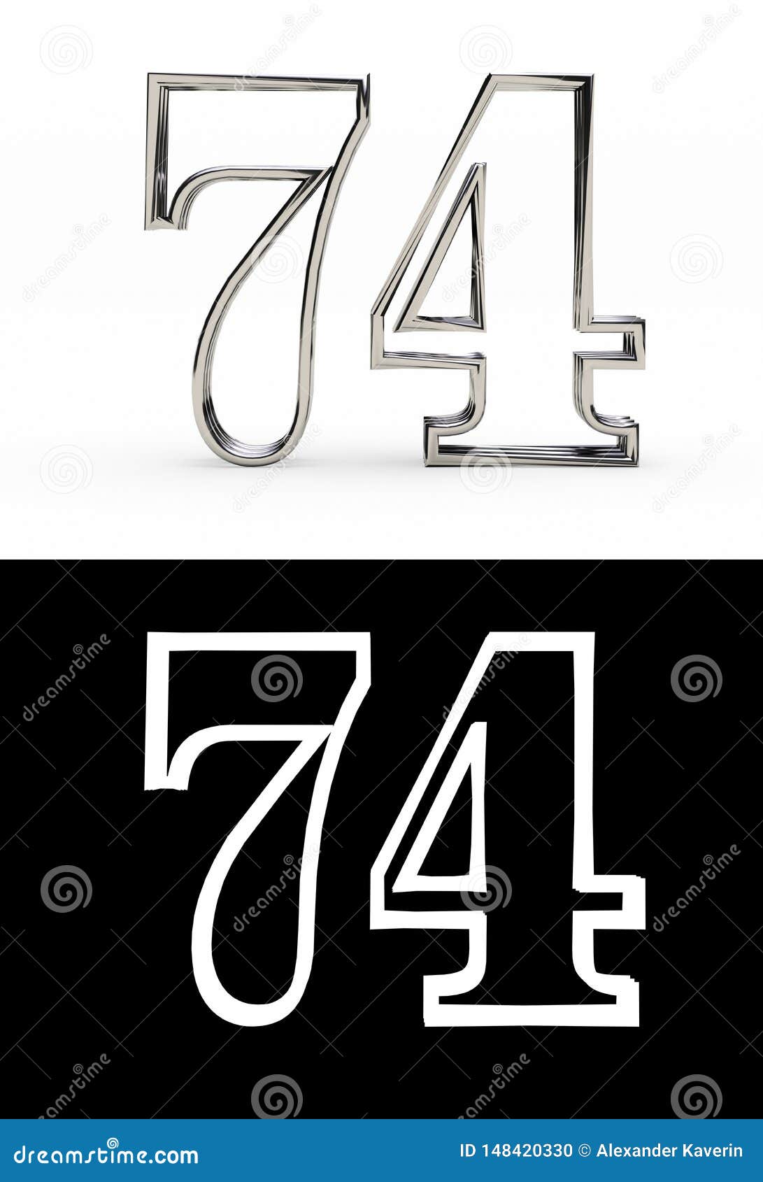 Silver Number Seventy-four Years Stock Illustration - Illustration of ...