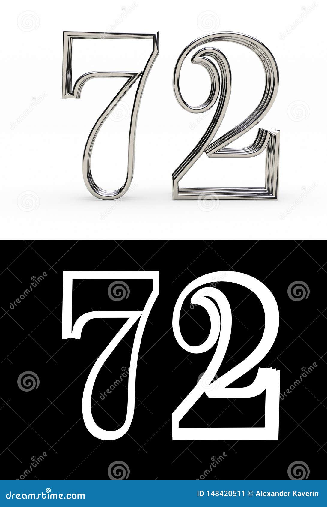Silver Number Seventy-two Years Stock Illustration - Illustration of ...