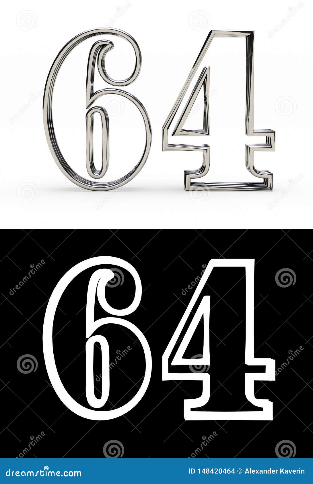 Silver Number Sixty-four Years Stock Illustration - Illustration of ...