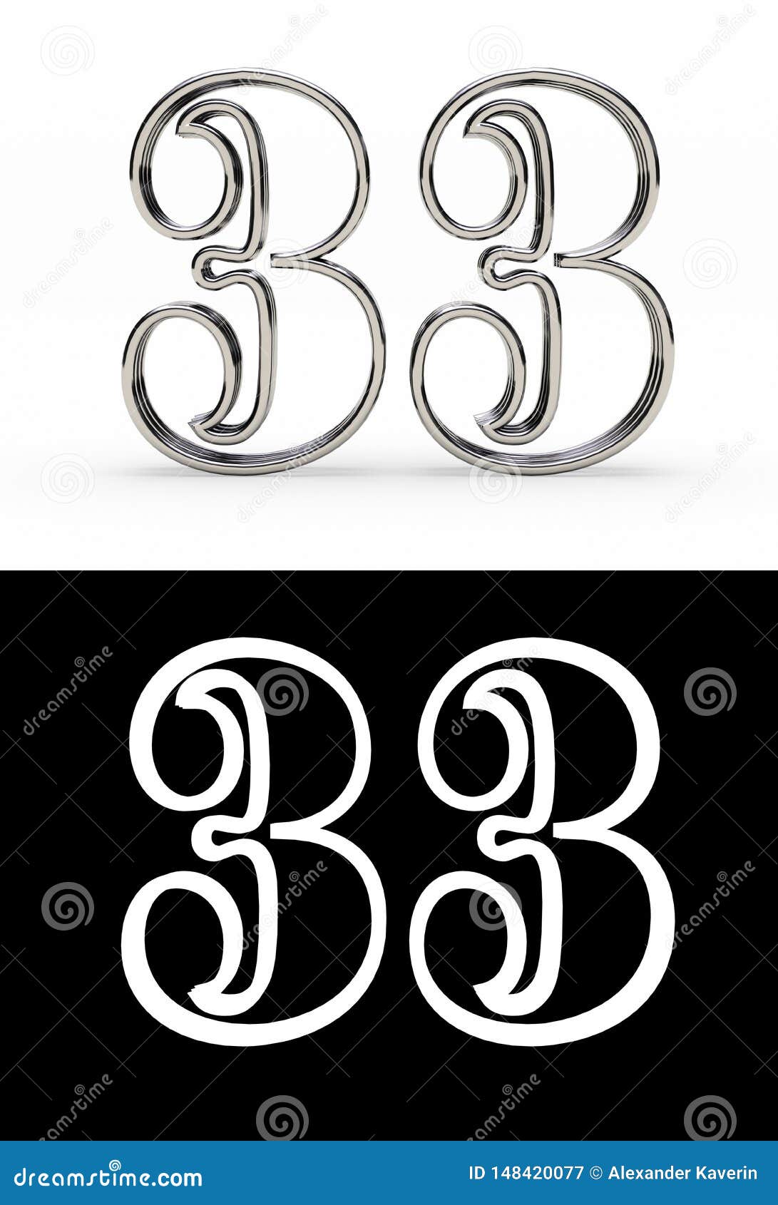 Silver Number Thirty-three Years Stock Illustration - Illustration of ...