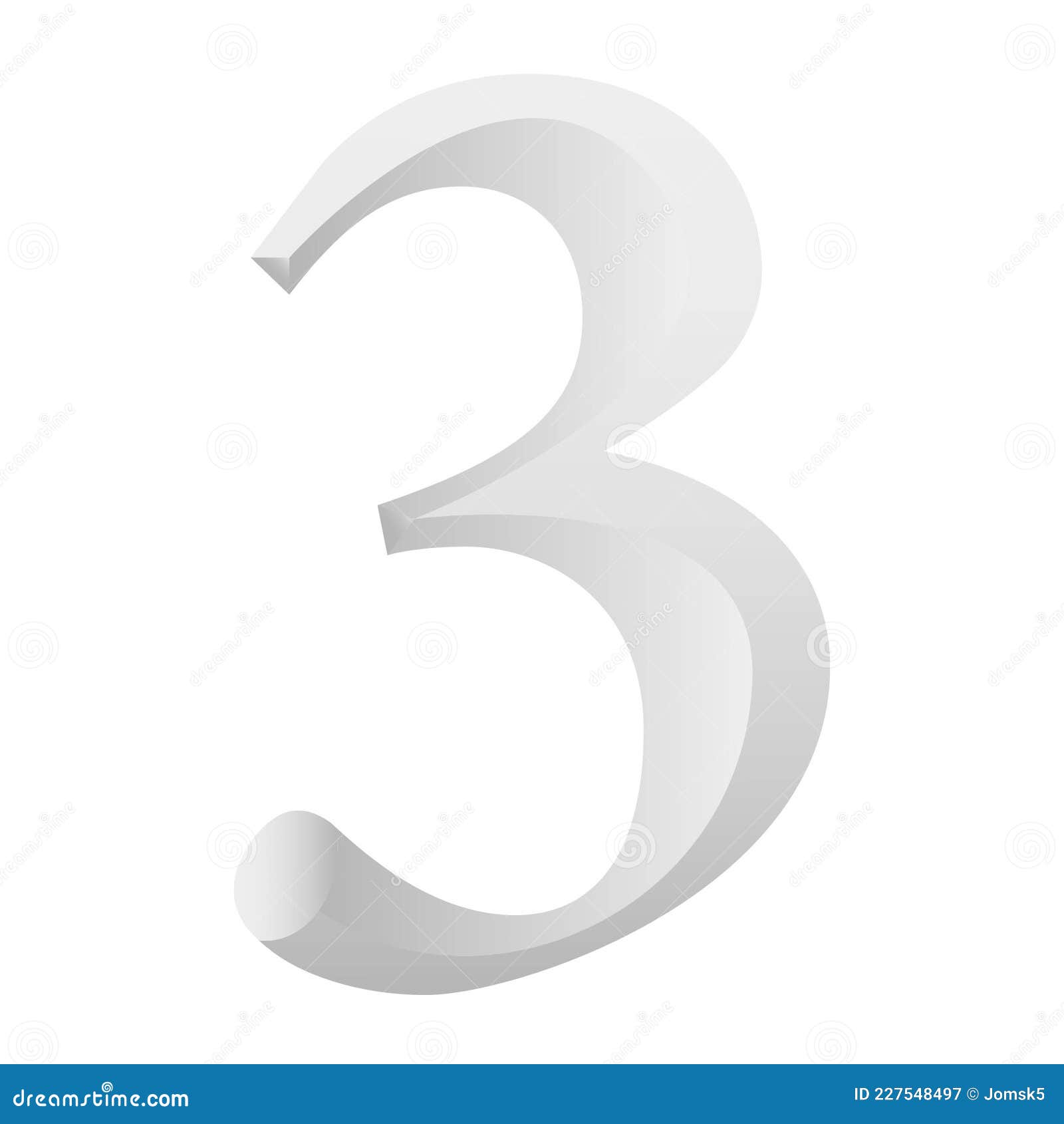 Silver Number Three Vector Illustration with Gradient Stock Vector ...