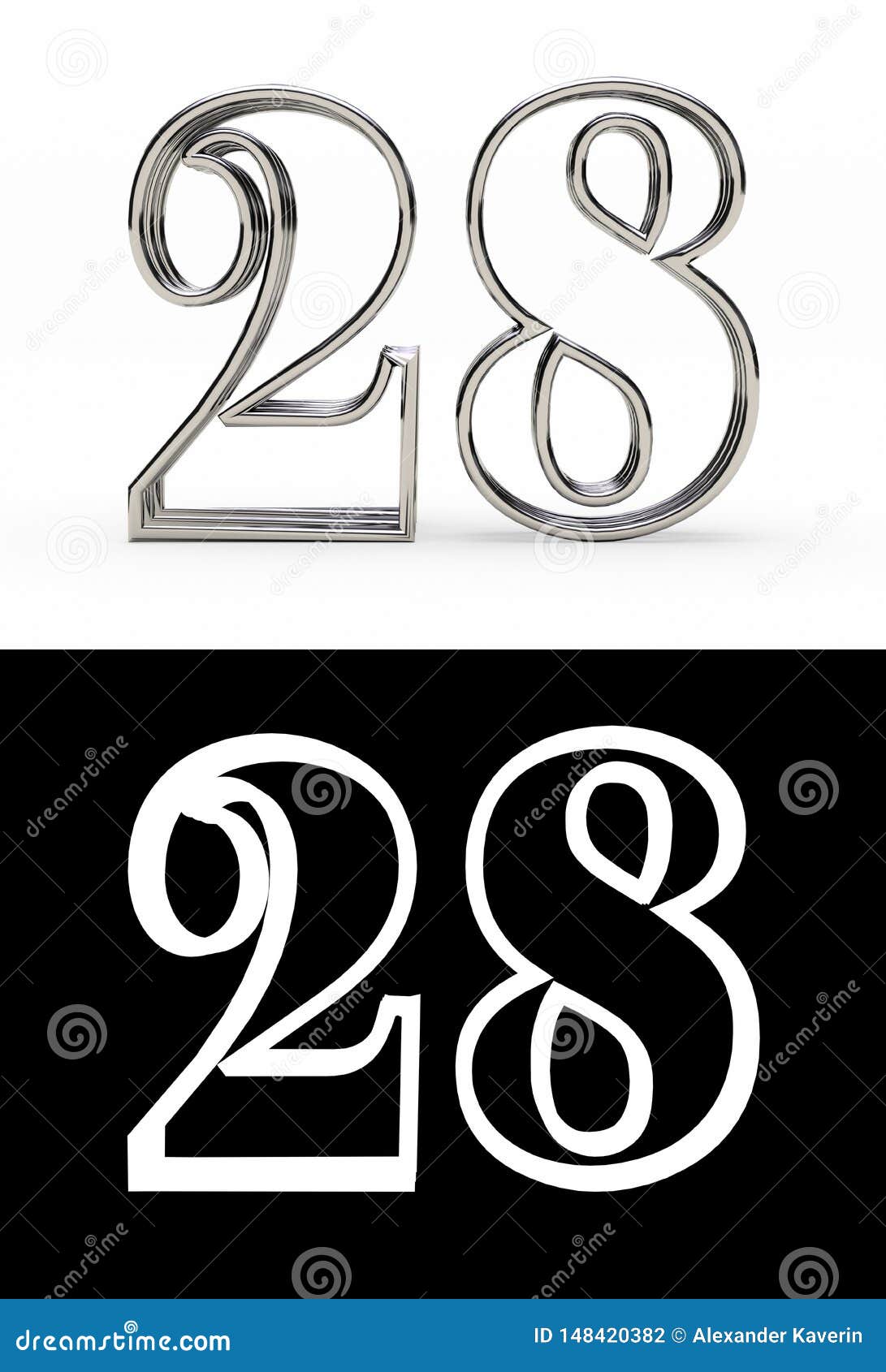 Silver Number Twenty-eight Years Stock Illustration - Illustration of ...