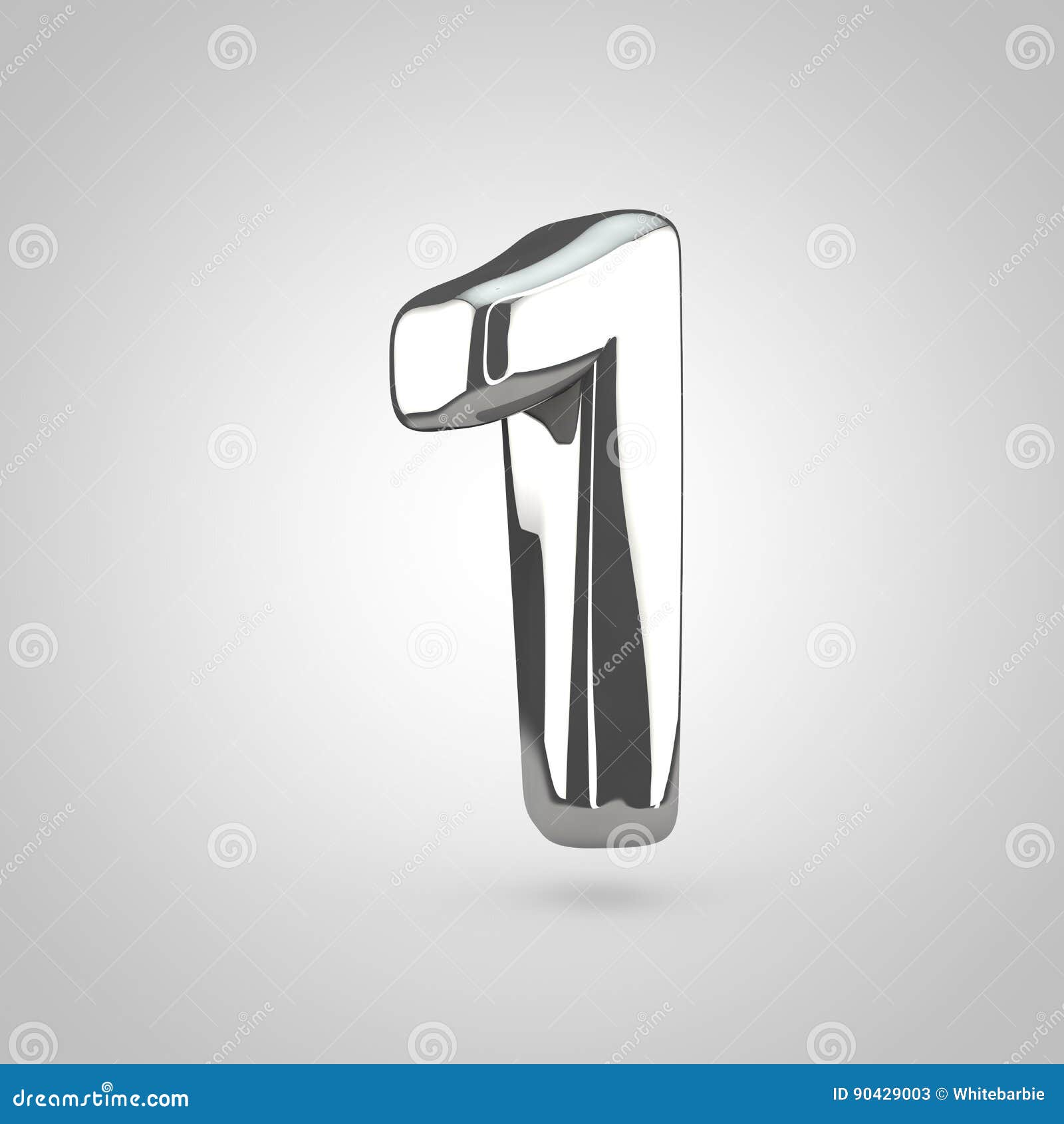 Silver Number 1 on White Background Stock Illustration - Illustration ...