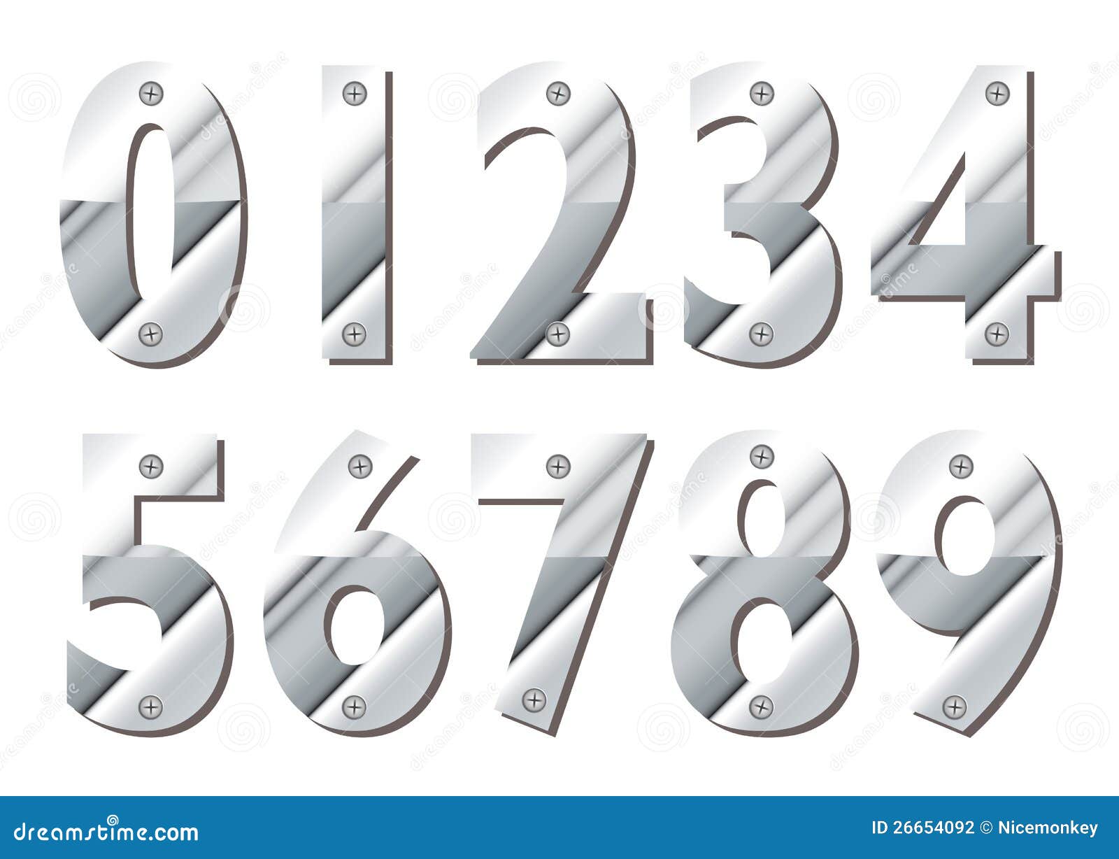 Silver numbers stock illustration. Illustration of count - 26654092
