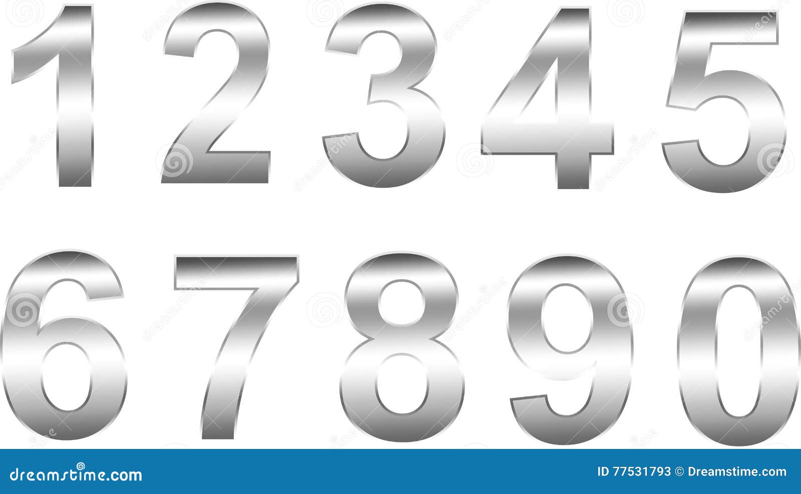 Silver numbers stock illustration. Illustration of five - 77531793