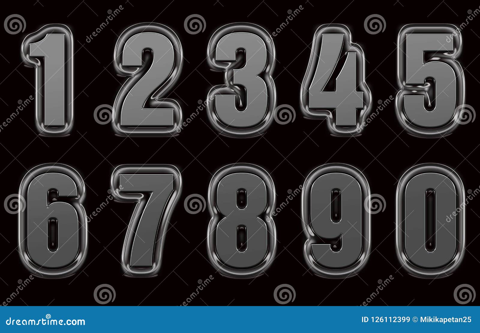 Silver Numbers Setillustration Stock Illustration - Illustration of ...