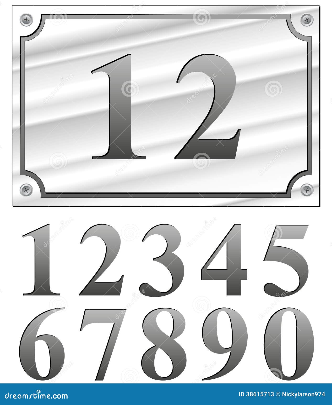 Silver numbers stock vector. Illustration of figure, symbol - 38615713