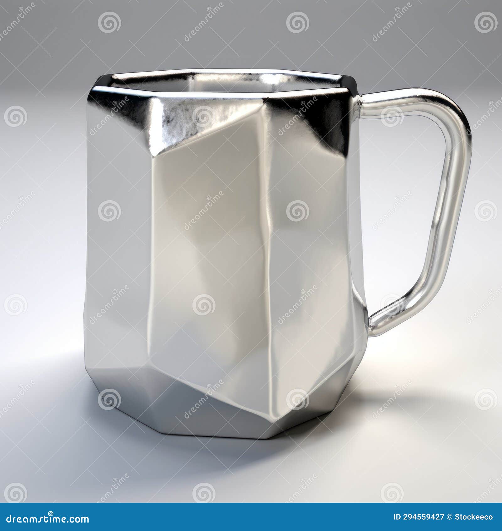 Silver Octagon Mug With Slippery Finish - 3d Model Stock Photo ...