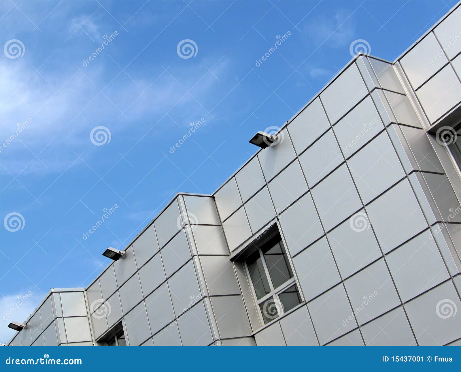 Silver Office Building on Blue Sky, Stock Image - Image of concept ...