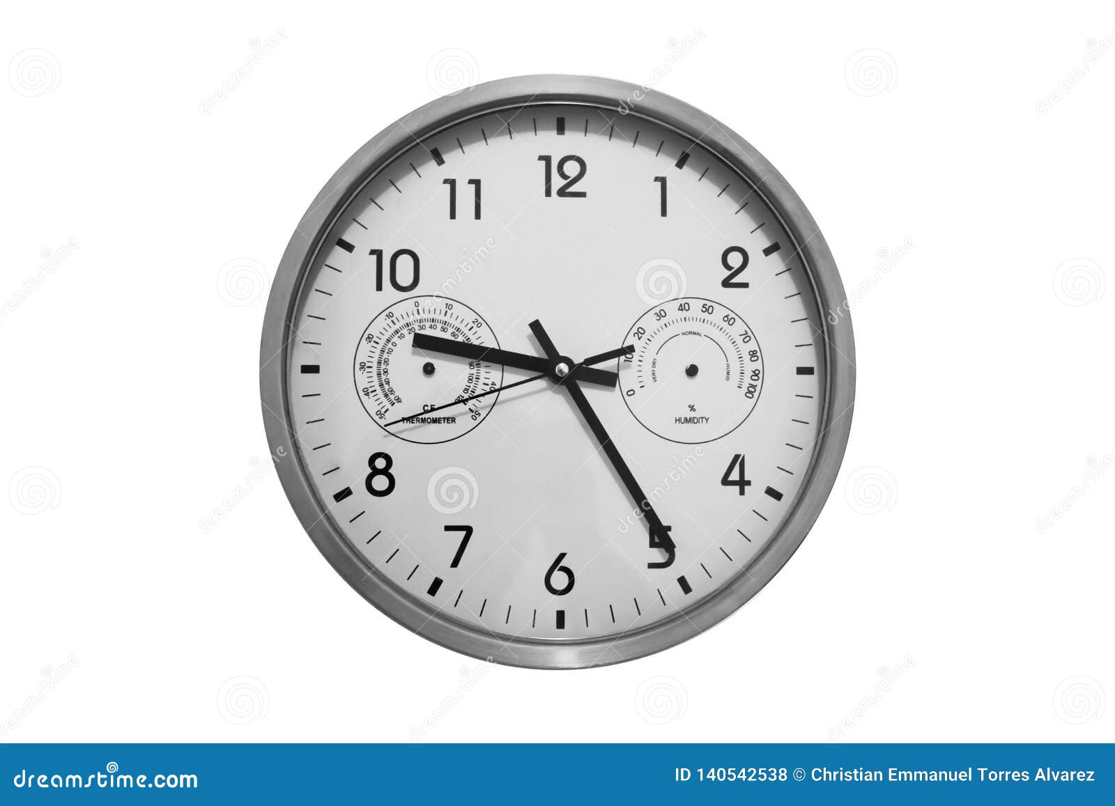 Silver Office Clock Frontal View Stock Photo - Image of design, silver ...