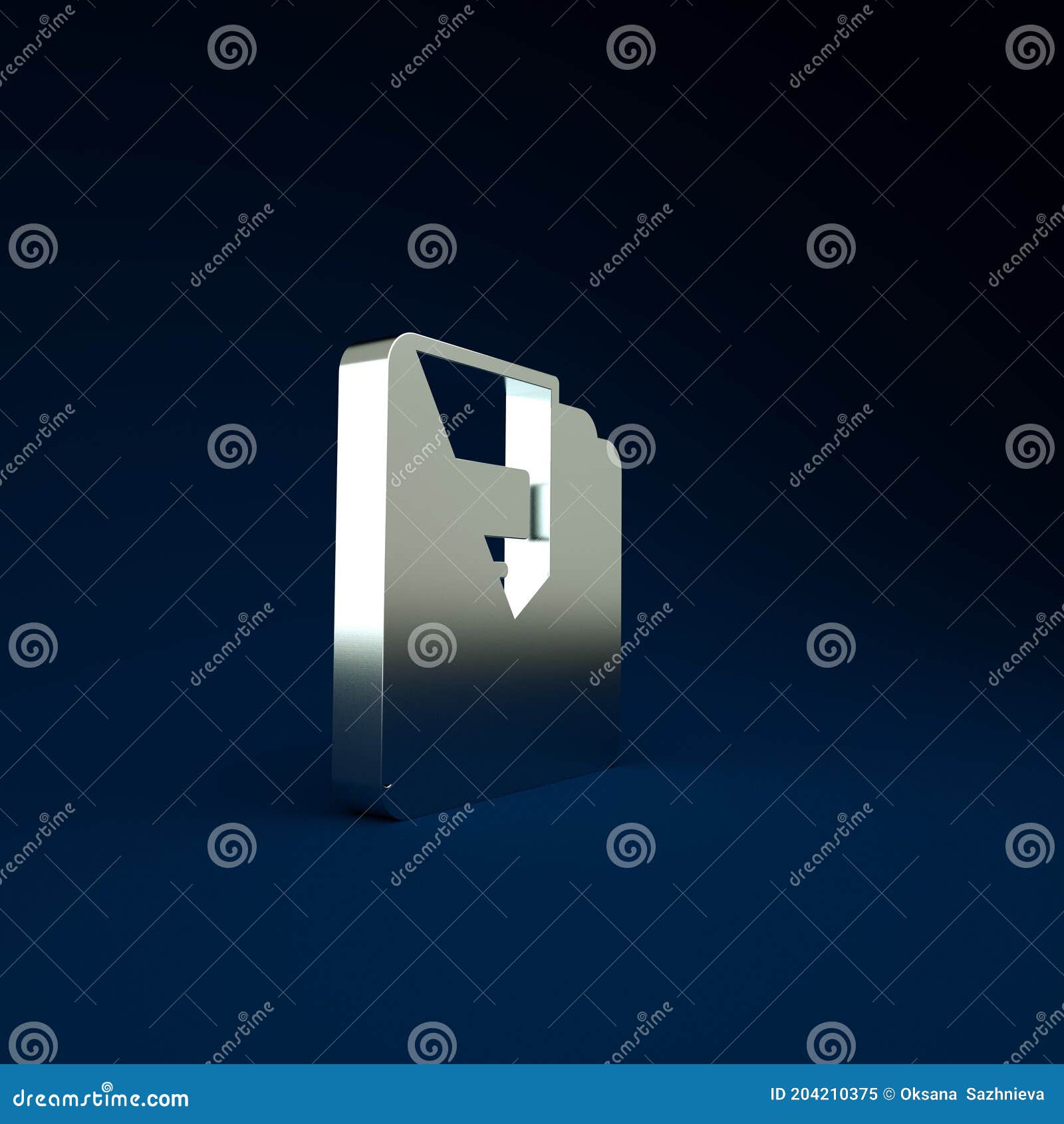Silver Office Folders with Papers and Documents Icon Isolated on Blue ...