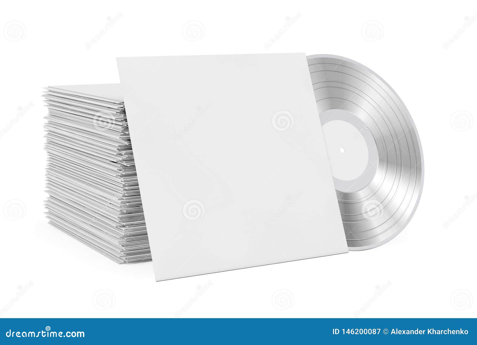 Silver Old Vinyl Record Disk in Blank Paper Case with Free Space for ...