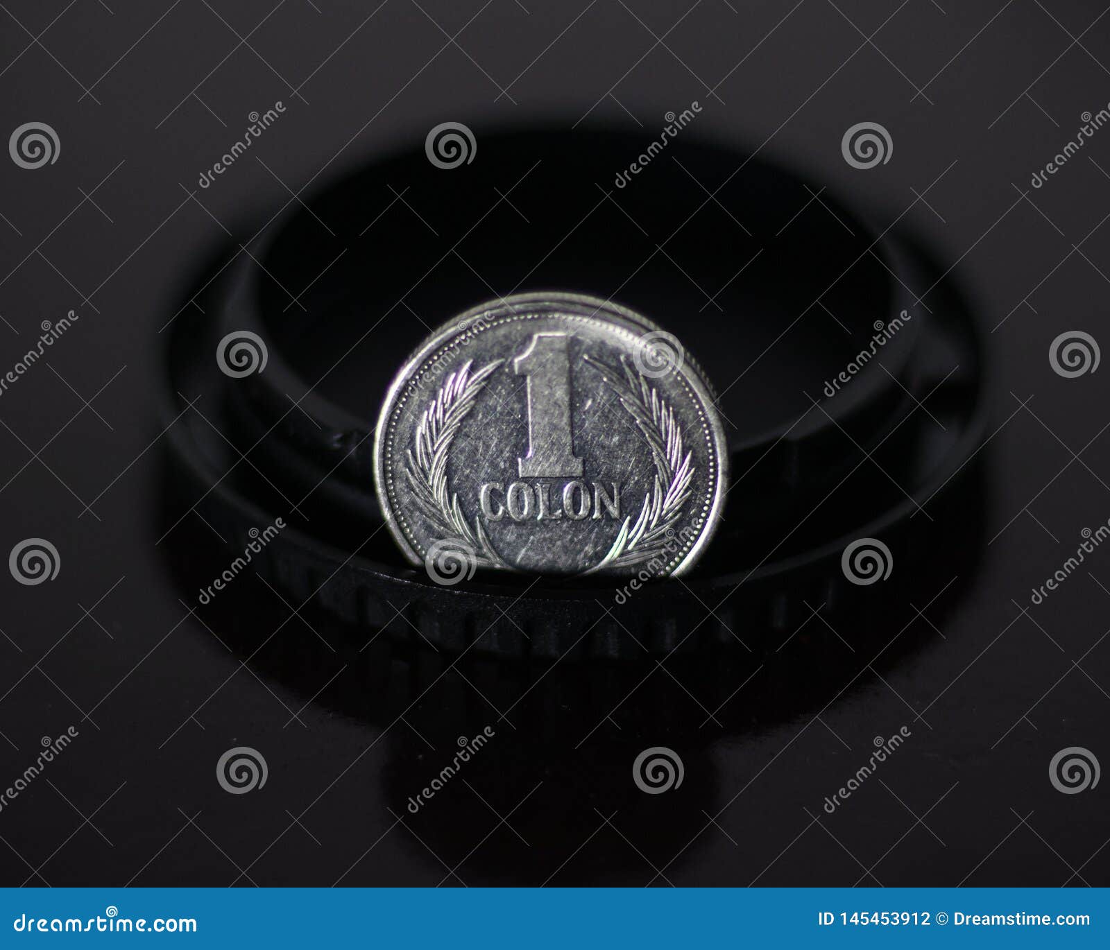 Silver One Colon Coin stock photo. Image of macro, coins - 145453912
