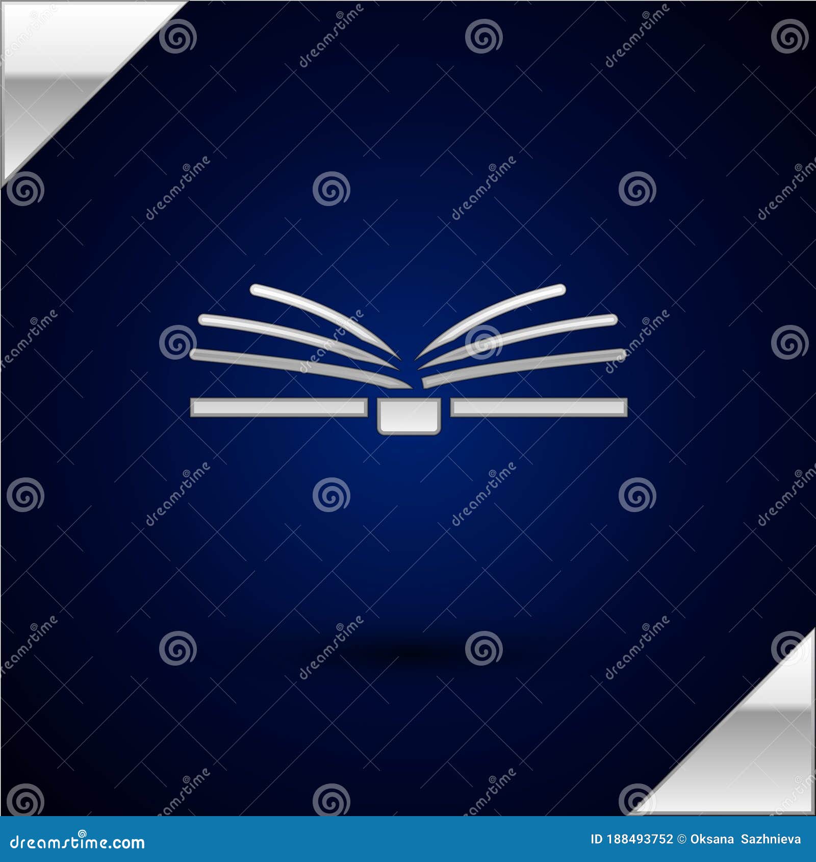 Silver Open Book Icon Isolated on Dark Blue Background. Vector ...