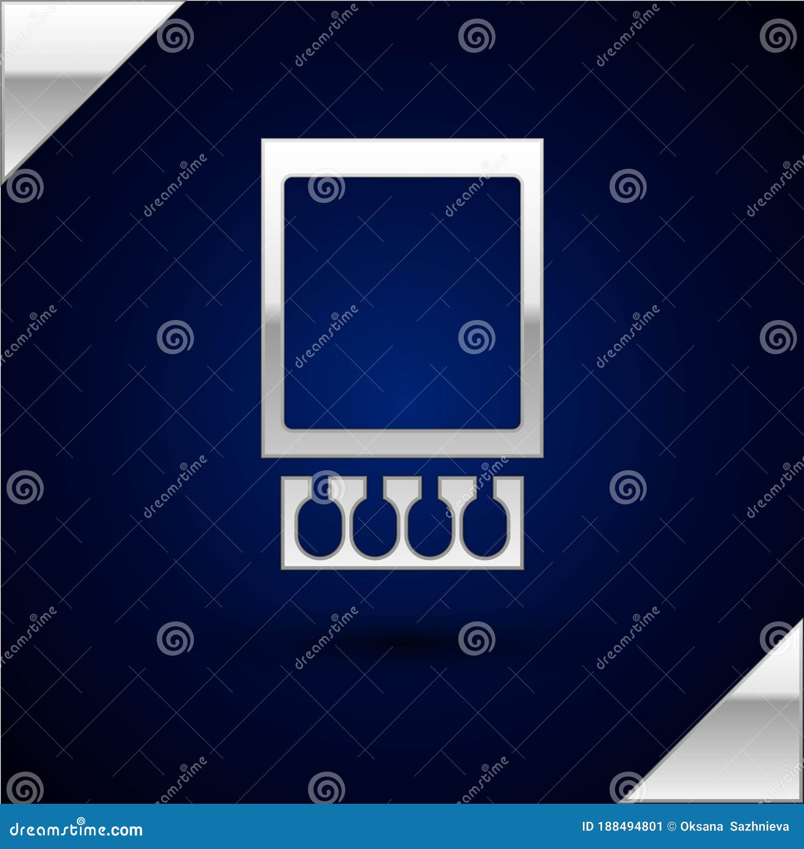 Silver Open Matchbox and Matches Icon Isolated on Dark Blue Background ...