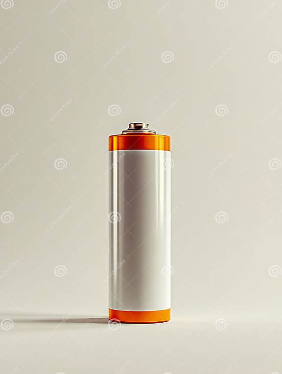 A Silver and Orange Battery Sitting on Top of a Table Stock ...