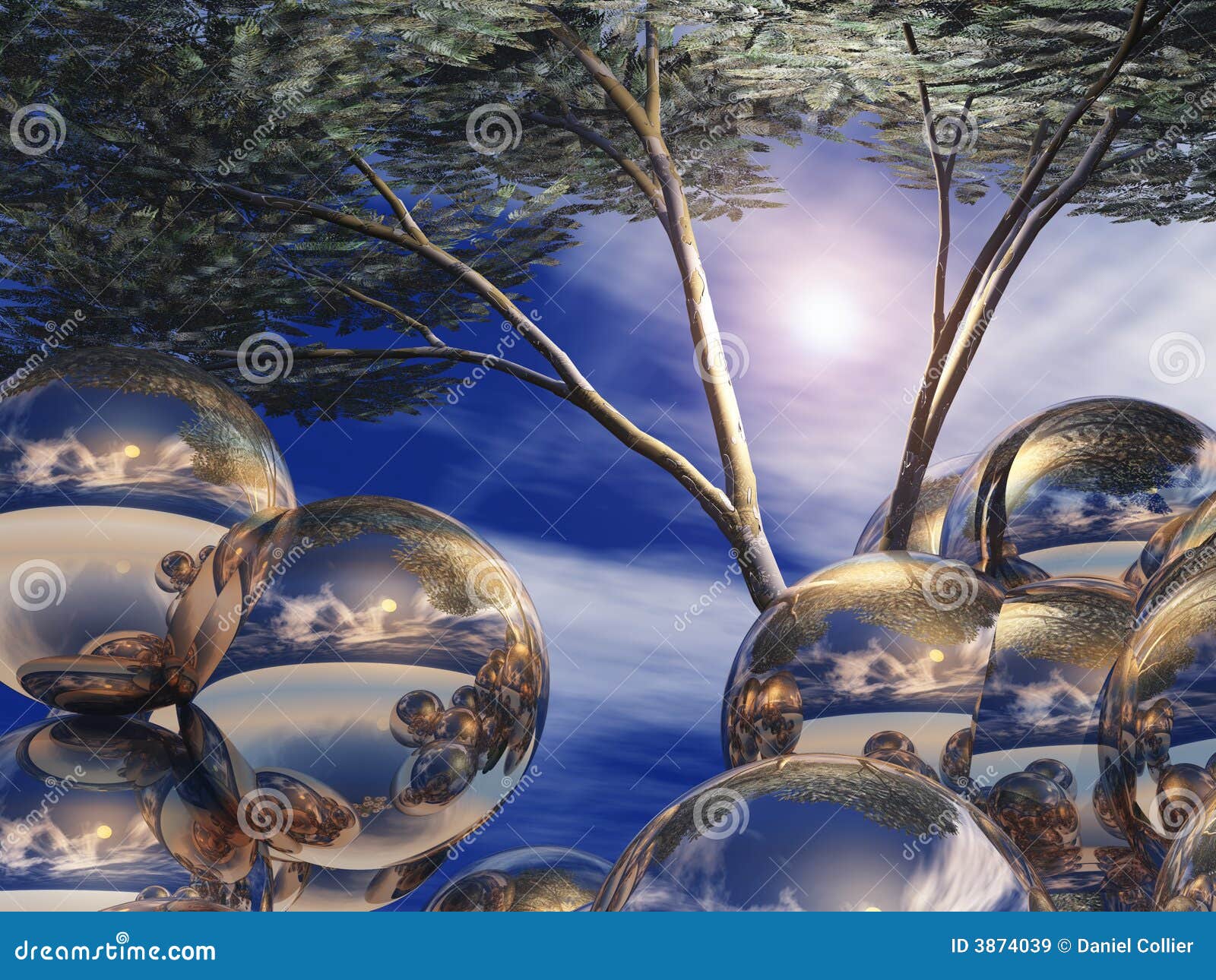 Silver Orbs and Tree stock illustration. Illustration of nature - 3874039