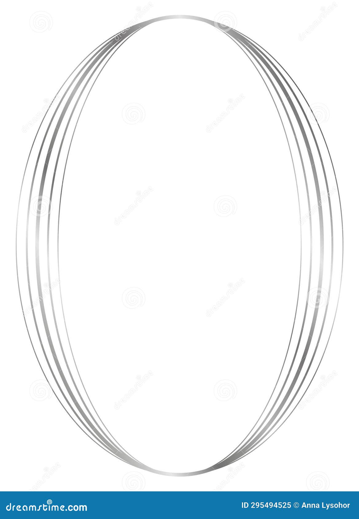 Silver Oval Metal Frame Isolated on White. Vector Frame for Photo Stock ...