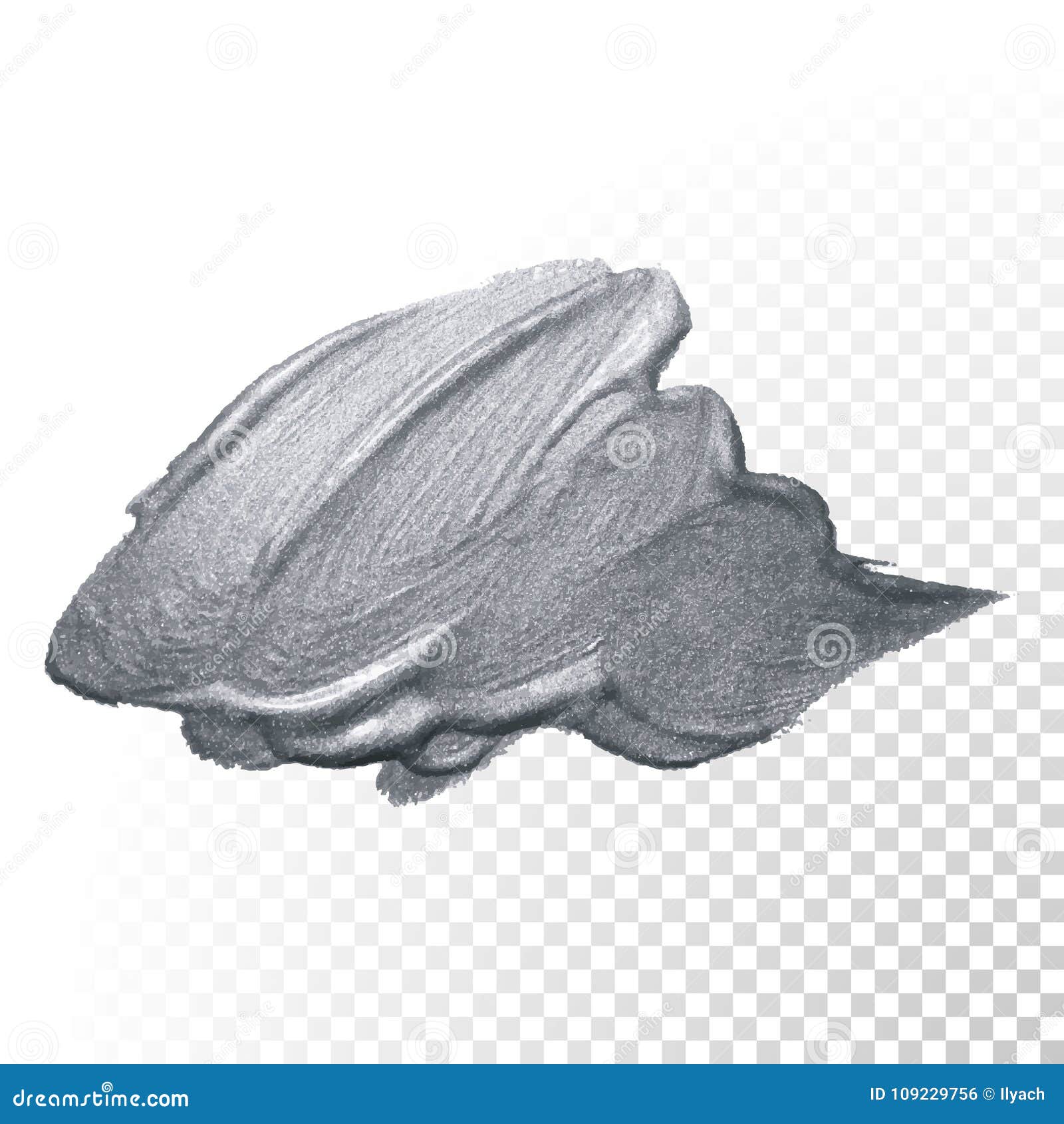 Silver Paint Brush Stroke or Abstract Dab Smear with Silver Glitter ...