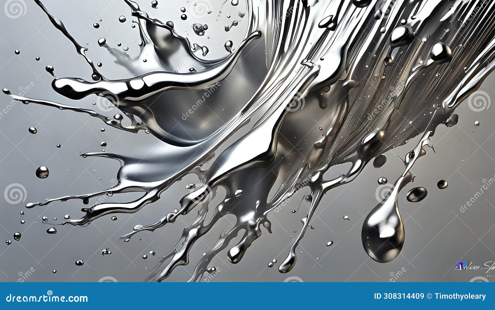 Silver Paint Splatter Hittong a Surface Producing Abstract Art Stock ...