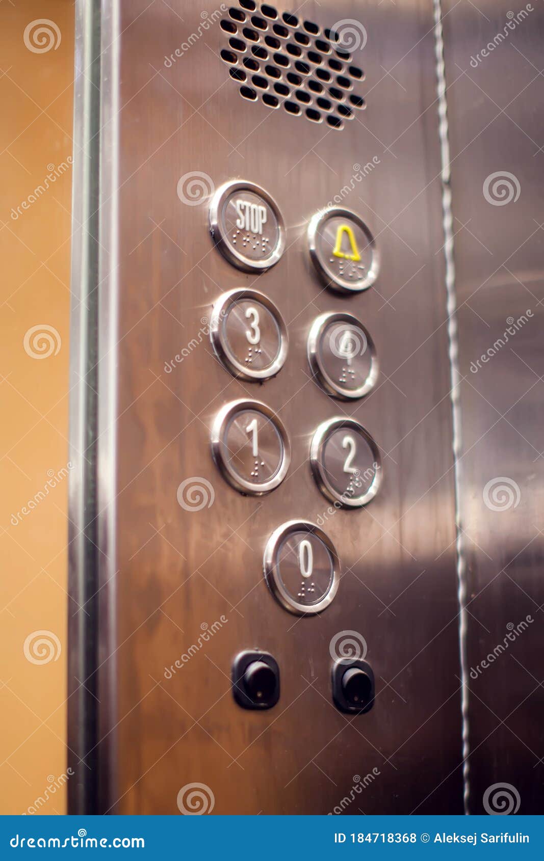 Silver Panel with Buttons in the Elevator Stock Photo - Image of floor ...