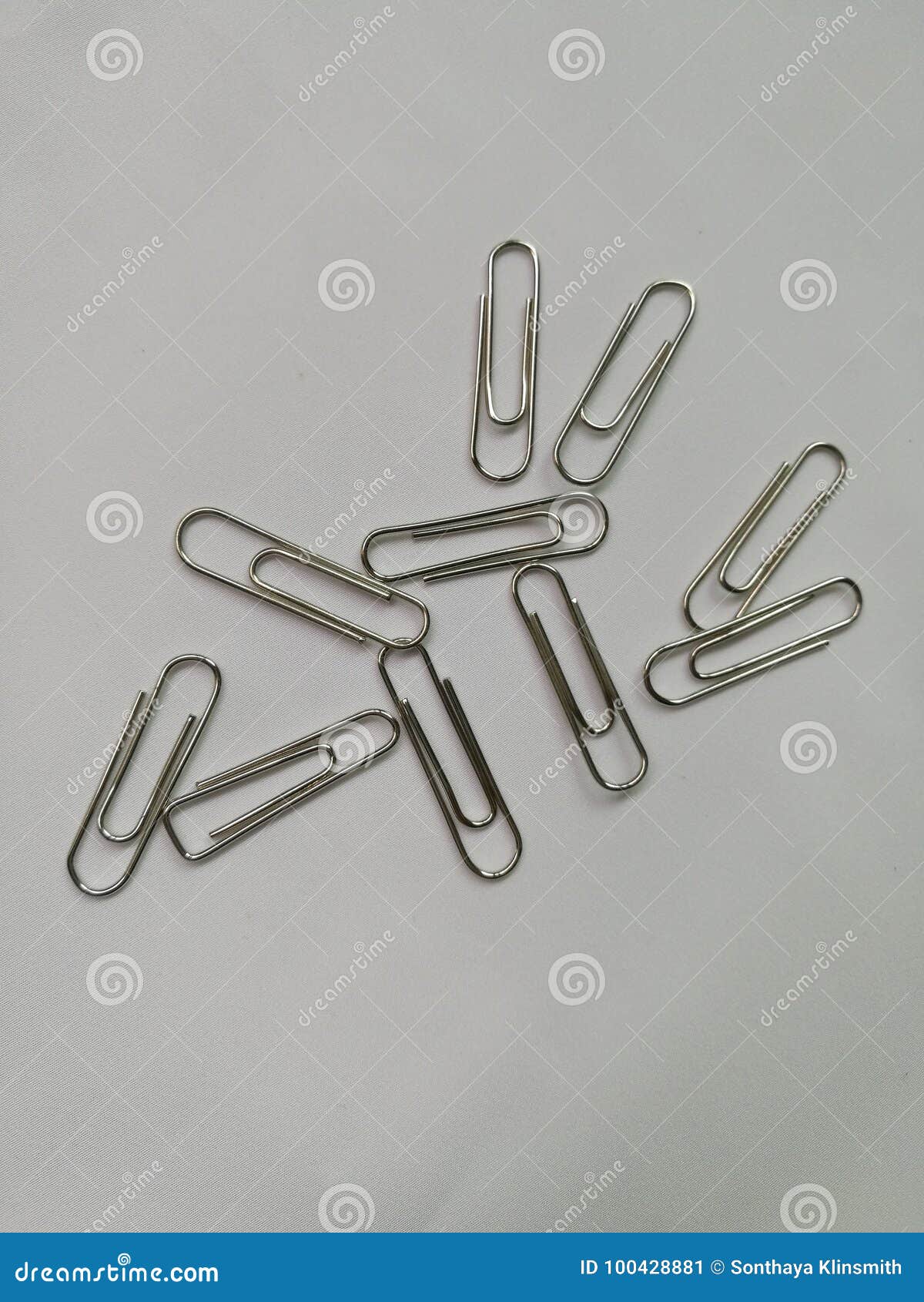 Silver Paper Clips Isolated Stock Image - Image of view, isolated ...
