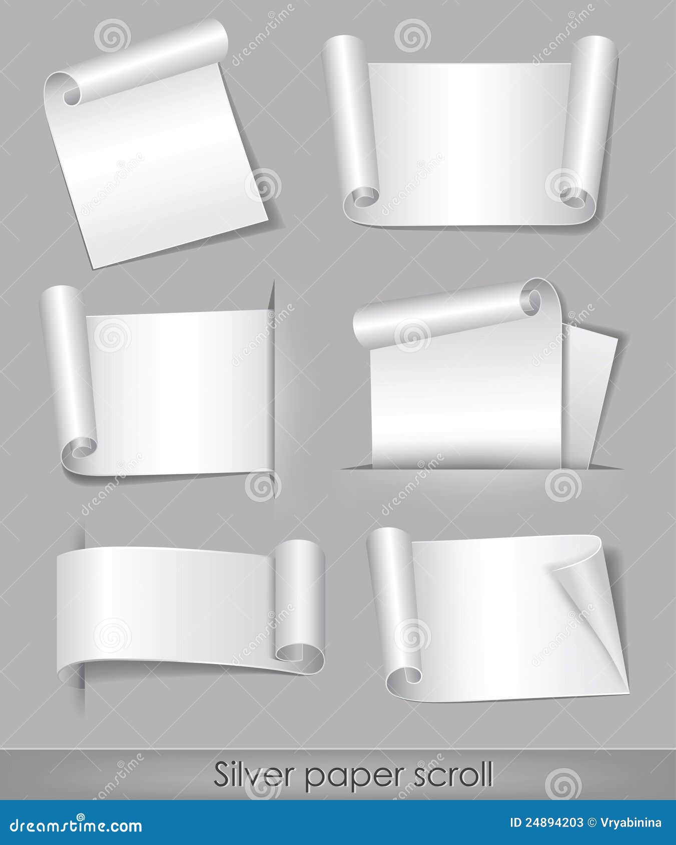 Silver paper scroll stock vector. Illustration of certificate - 24894203