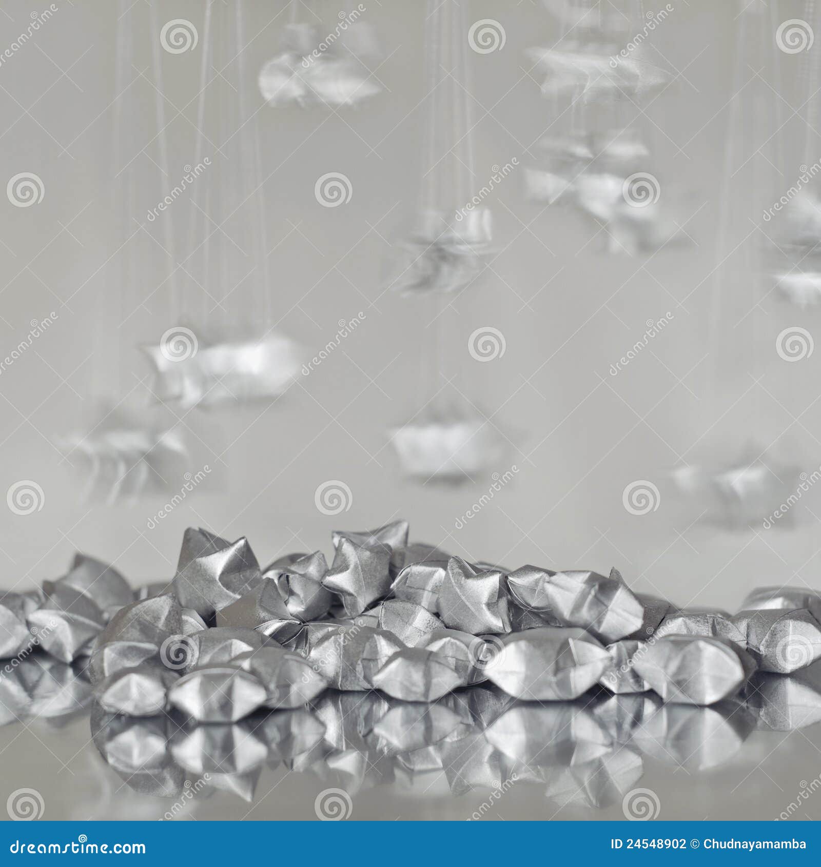 Silver paper stars. stock photo. Image of movement, light - 24548902