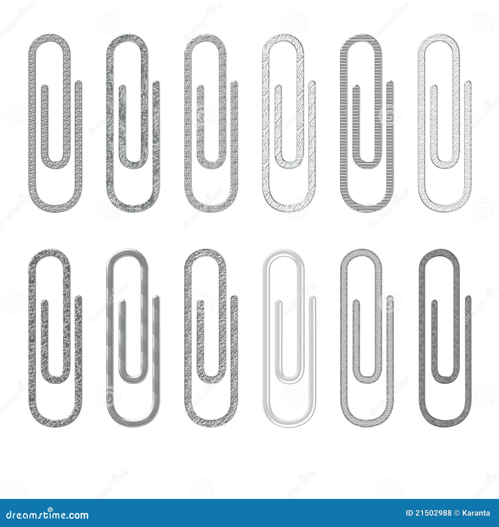 Silver Paperclip Collection Stock Illustration - Illustration of ...