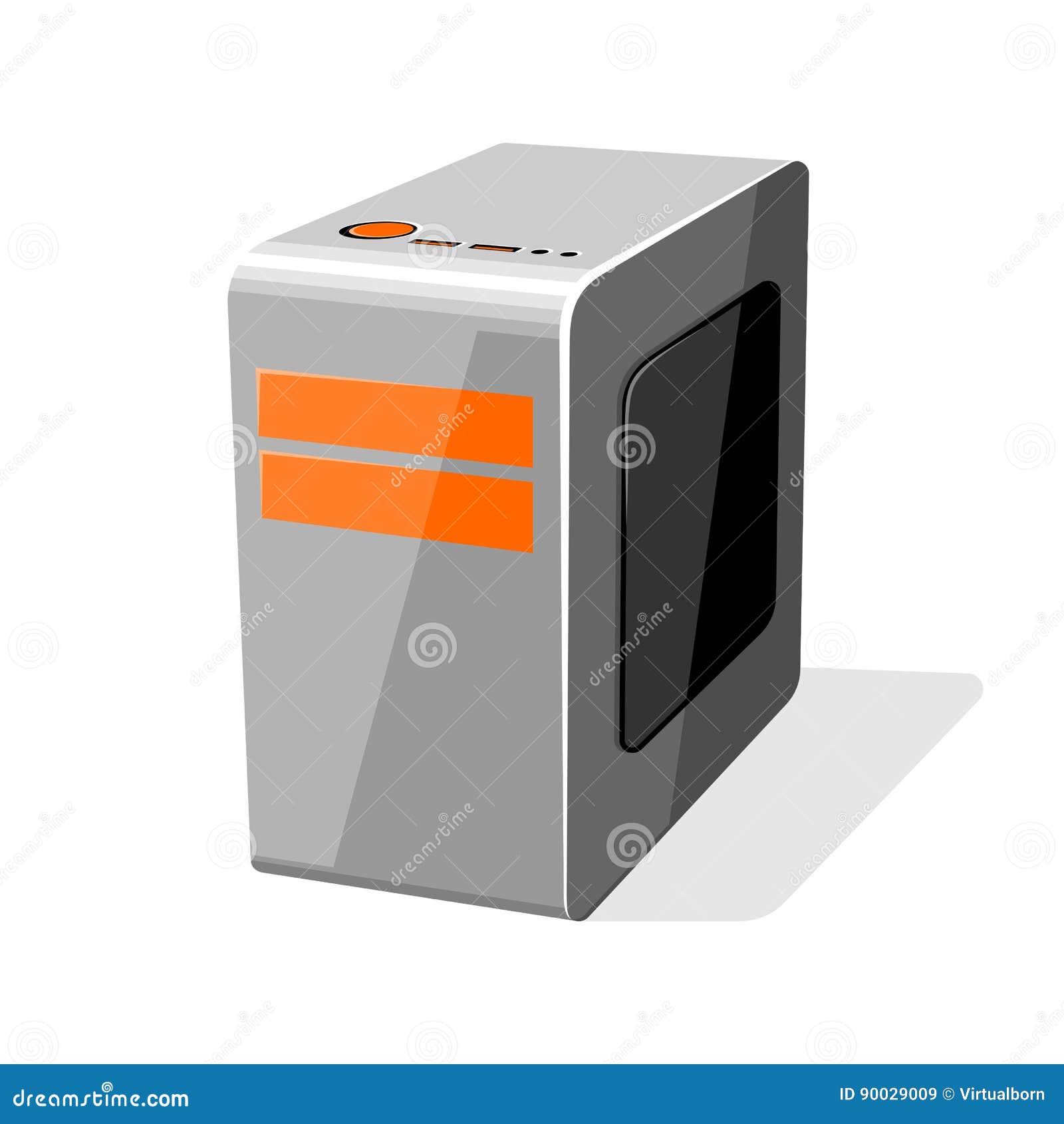 Silver Pc Computer Case Illustration Stock Vector - Illustration of ...
