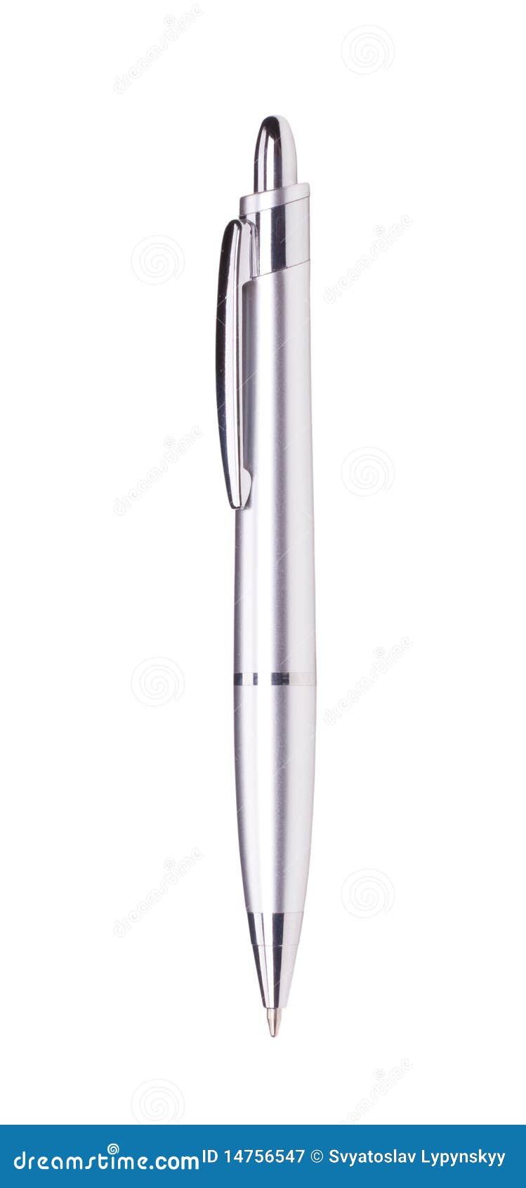 Silver Pen Isolated with Path on White Stock Image - Image of ...