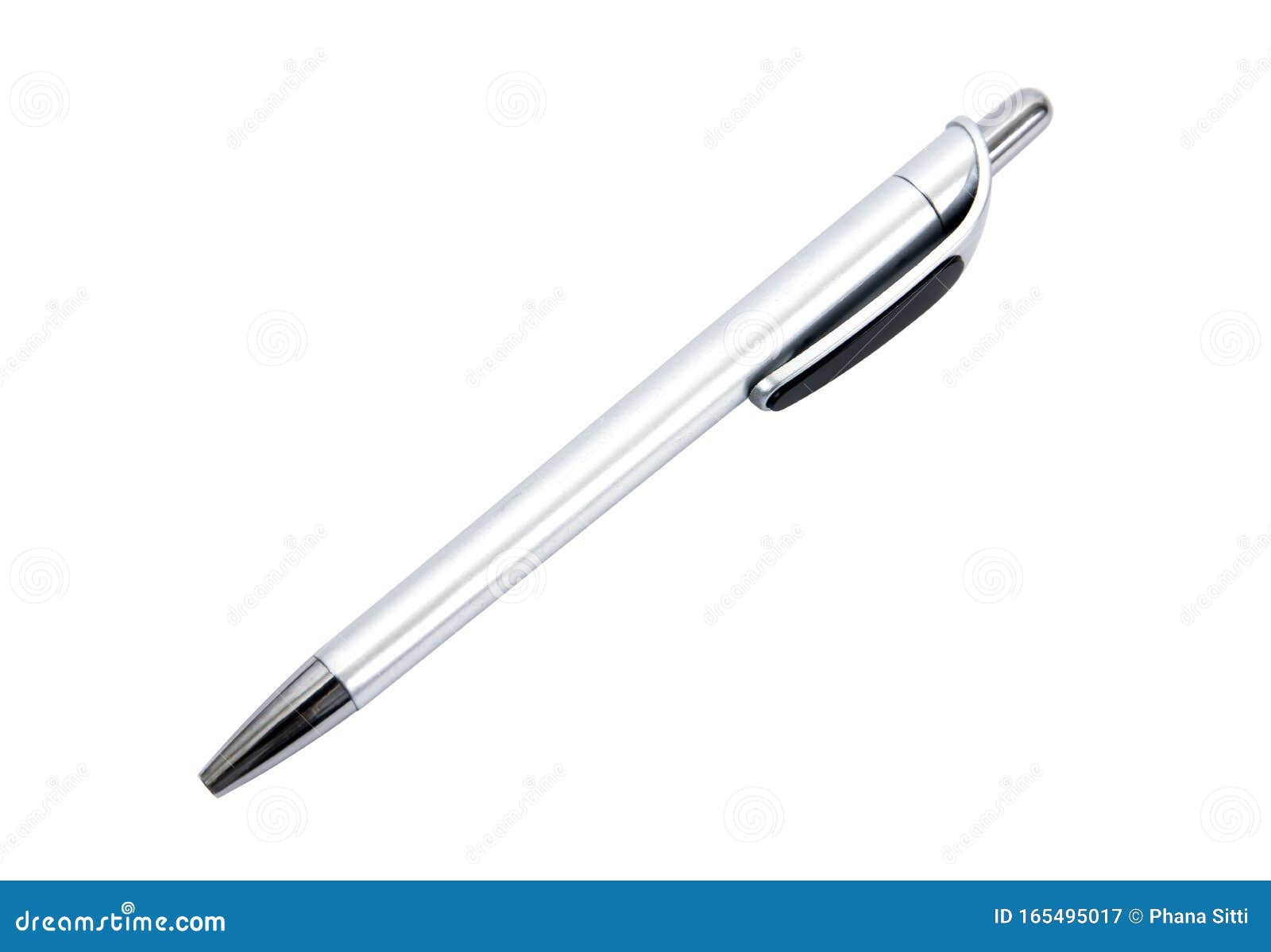 Silver Pen Isolated on White Background. Modern Design Silver Ballpoint ...