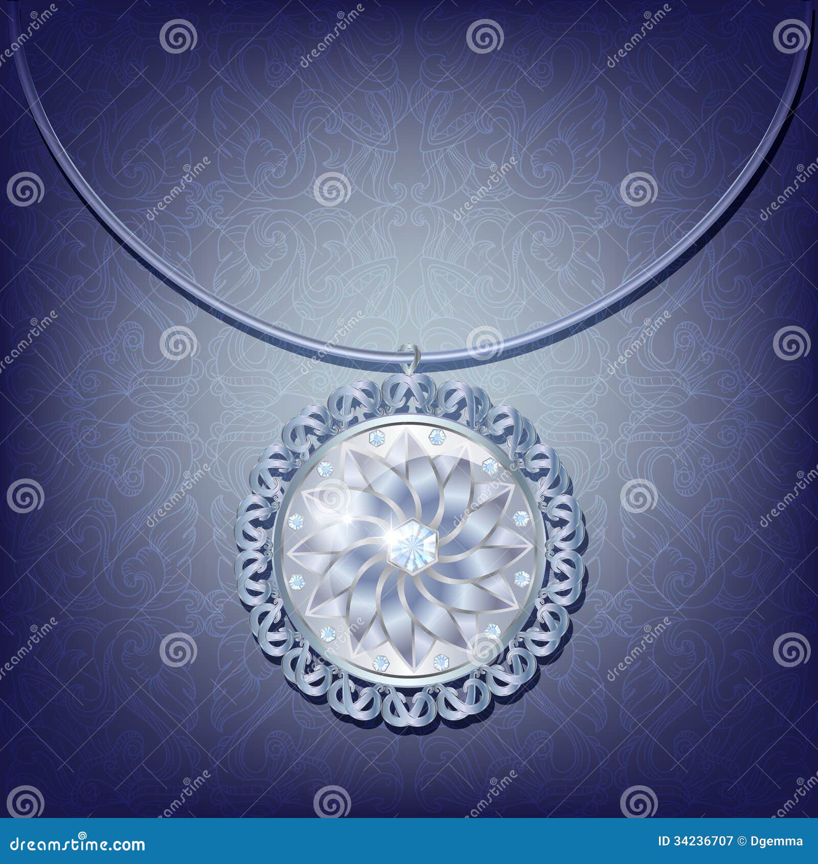 Silver Pendant with Diamonds Stock Vector - Illustration of glamour ...