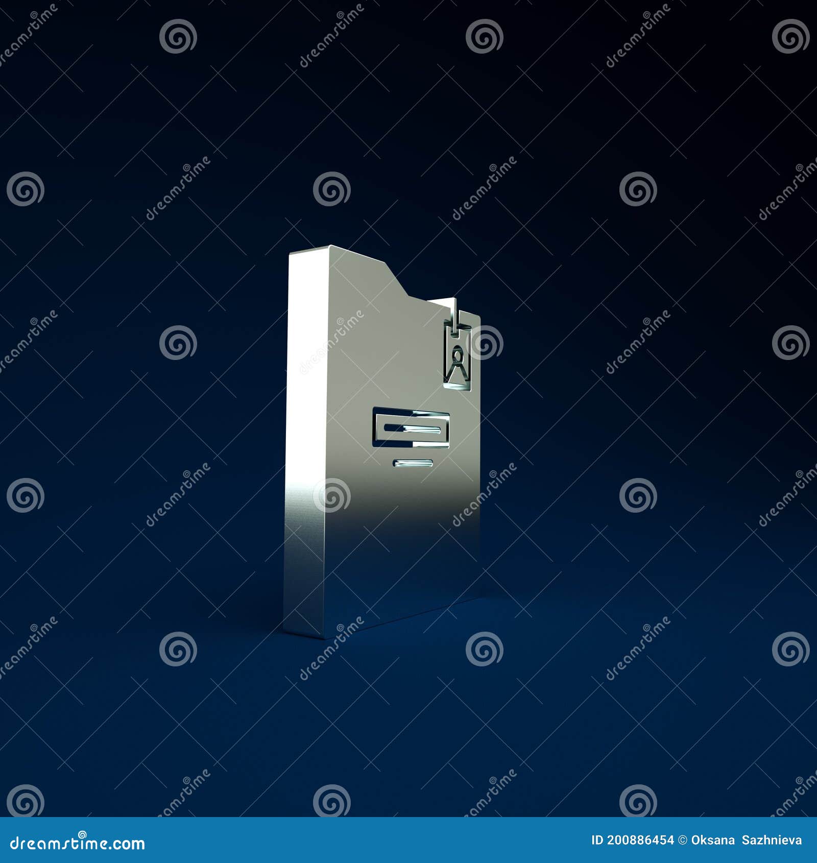 Silver Personal Folder Icon Isolated on Blue Background. Minimalism ...