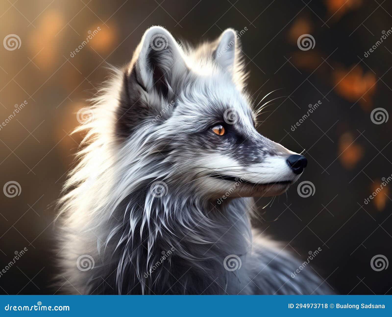 Silver Phase Fox Made with Generative AI Illustration Stock ...
