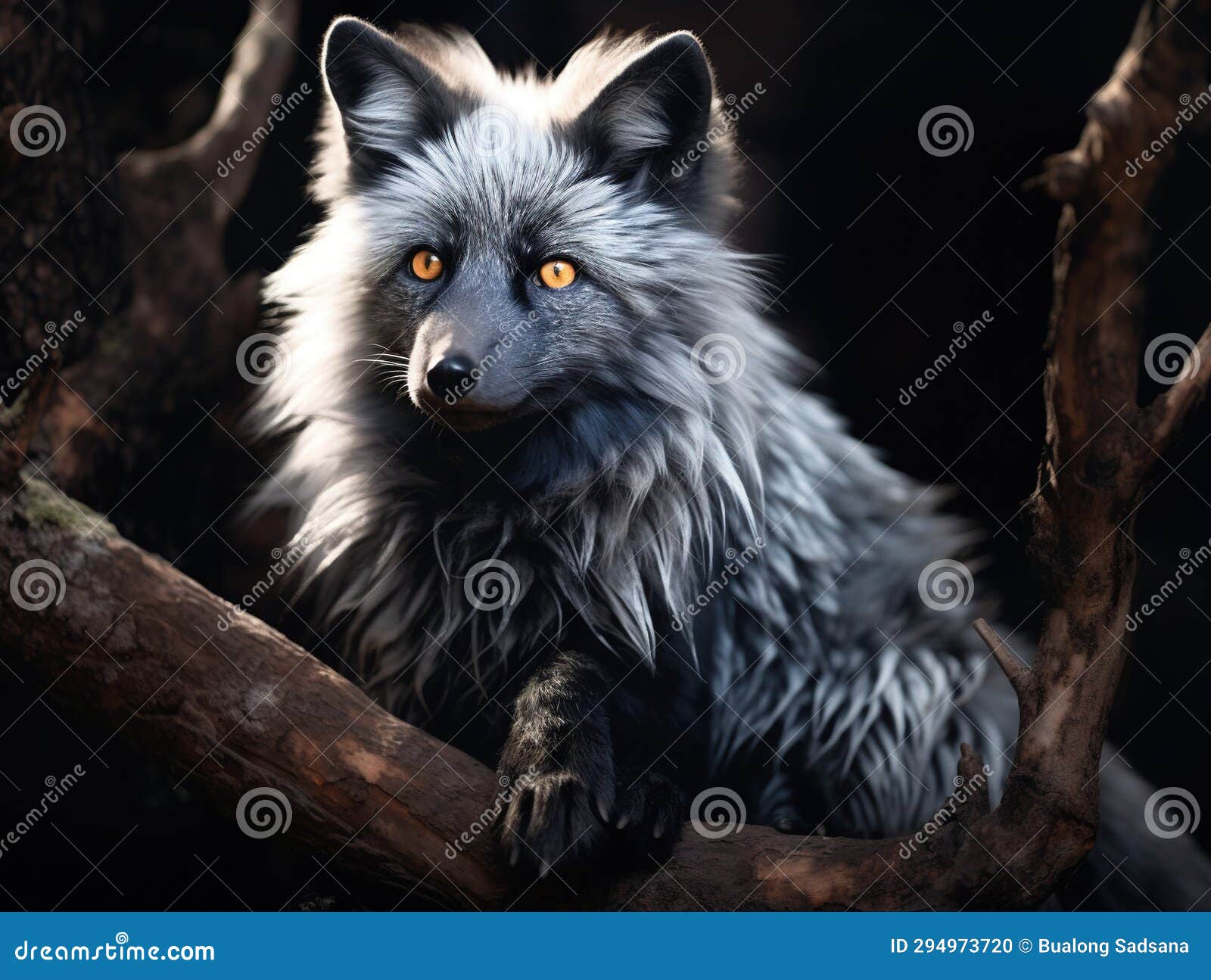 Silver Phase Fox Made with Generative AI Illustration Stock ...