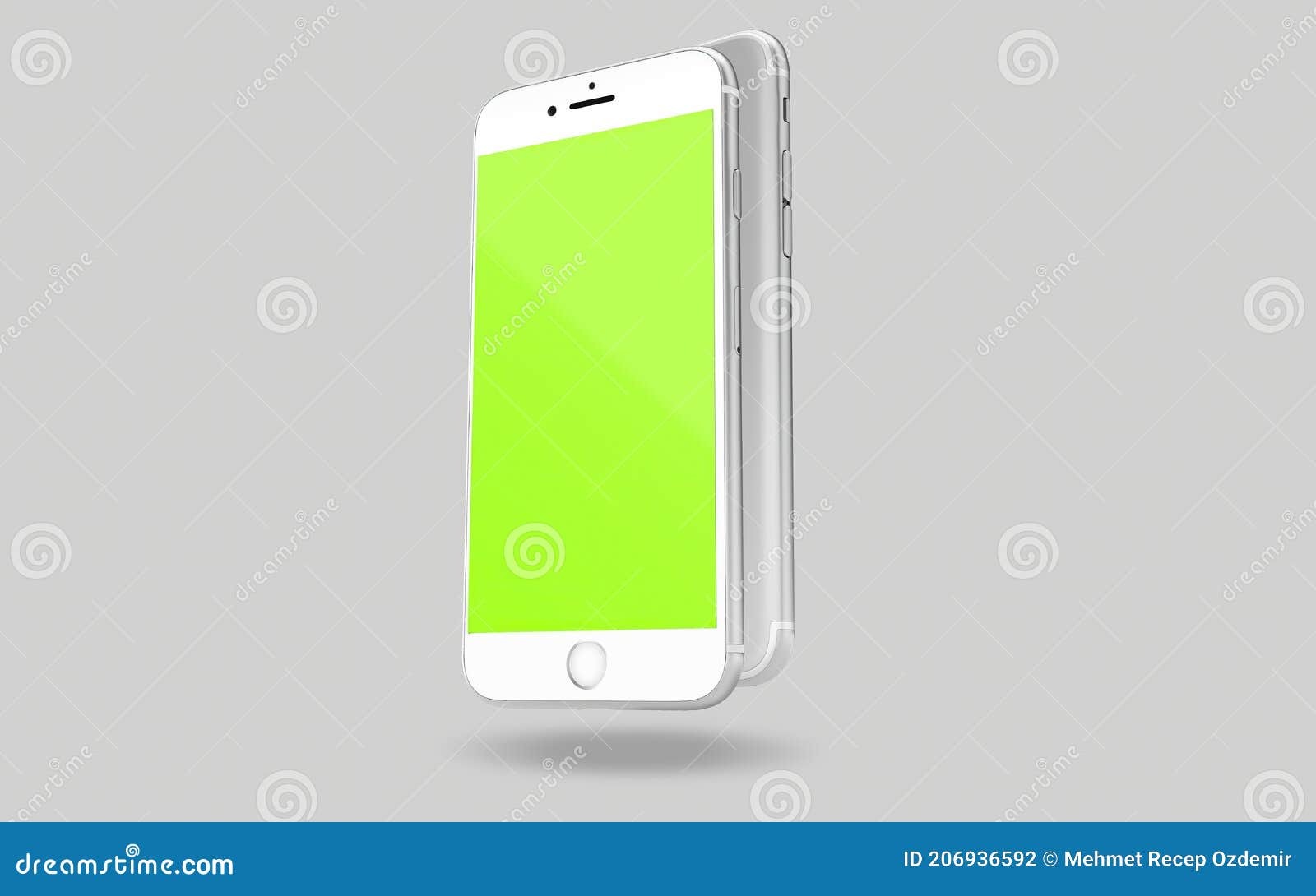 Silver Phone Front and Back View Mockup Stock Illustration ...