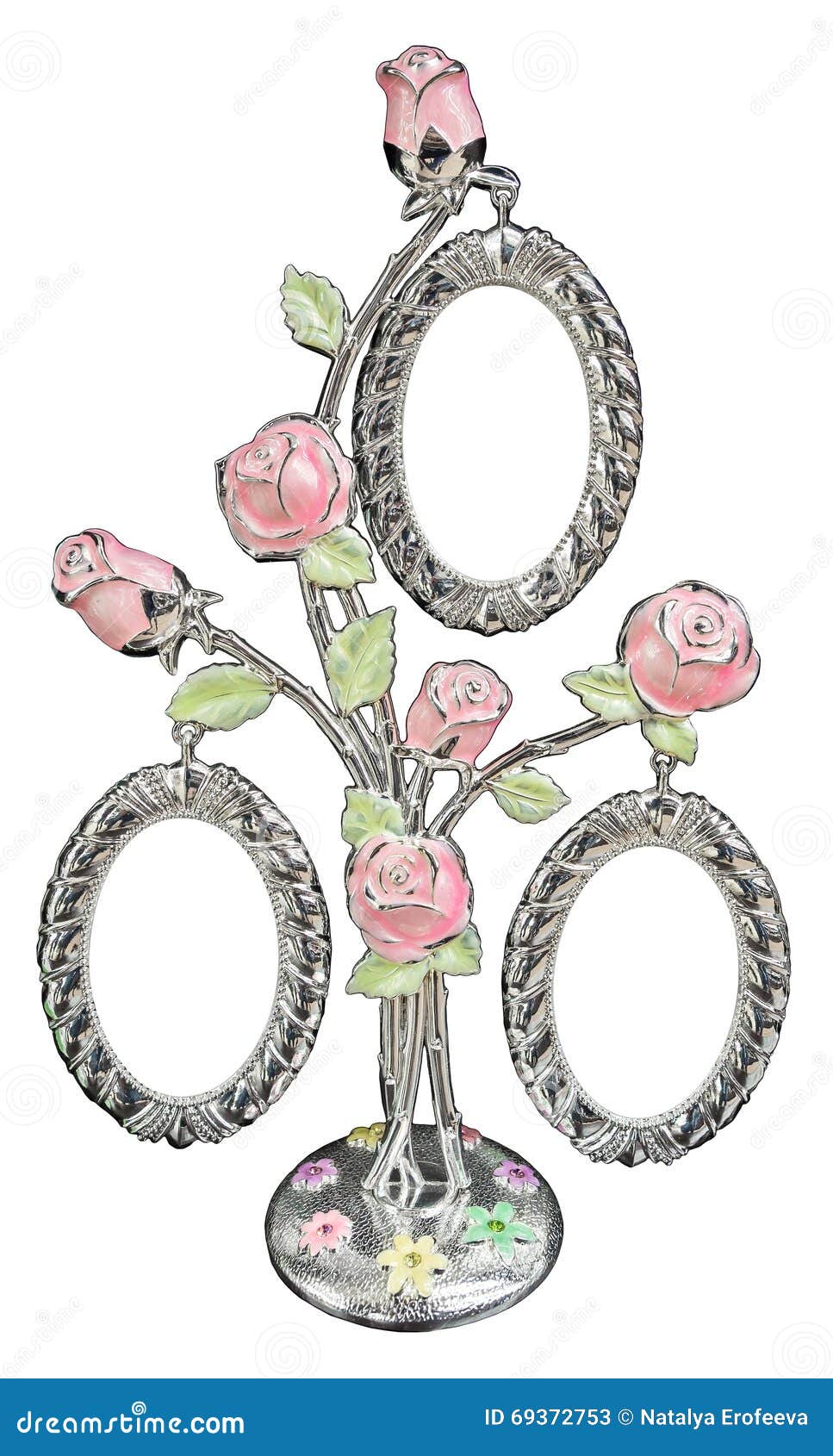Silver Photo Frame As Bouquet of Rose Stock Illustration - Illustration ...