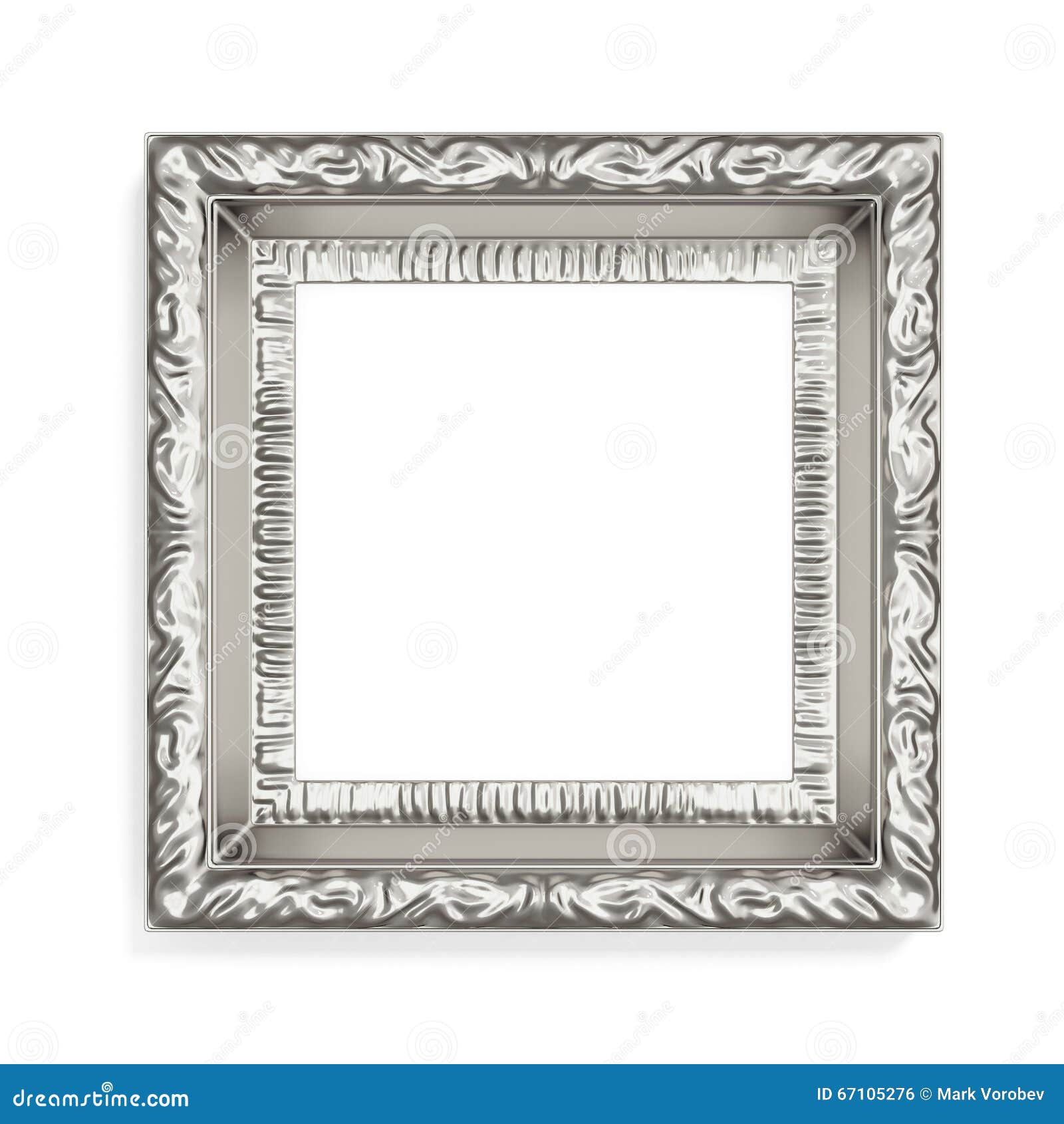 Silver Photo Frames Collage. Realistic Empty Gray Frameworks Mockup Set ...
