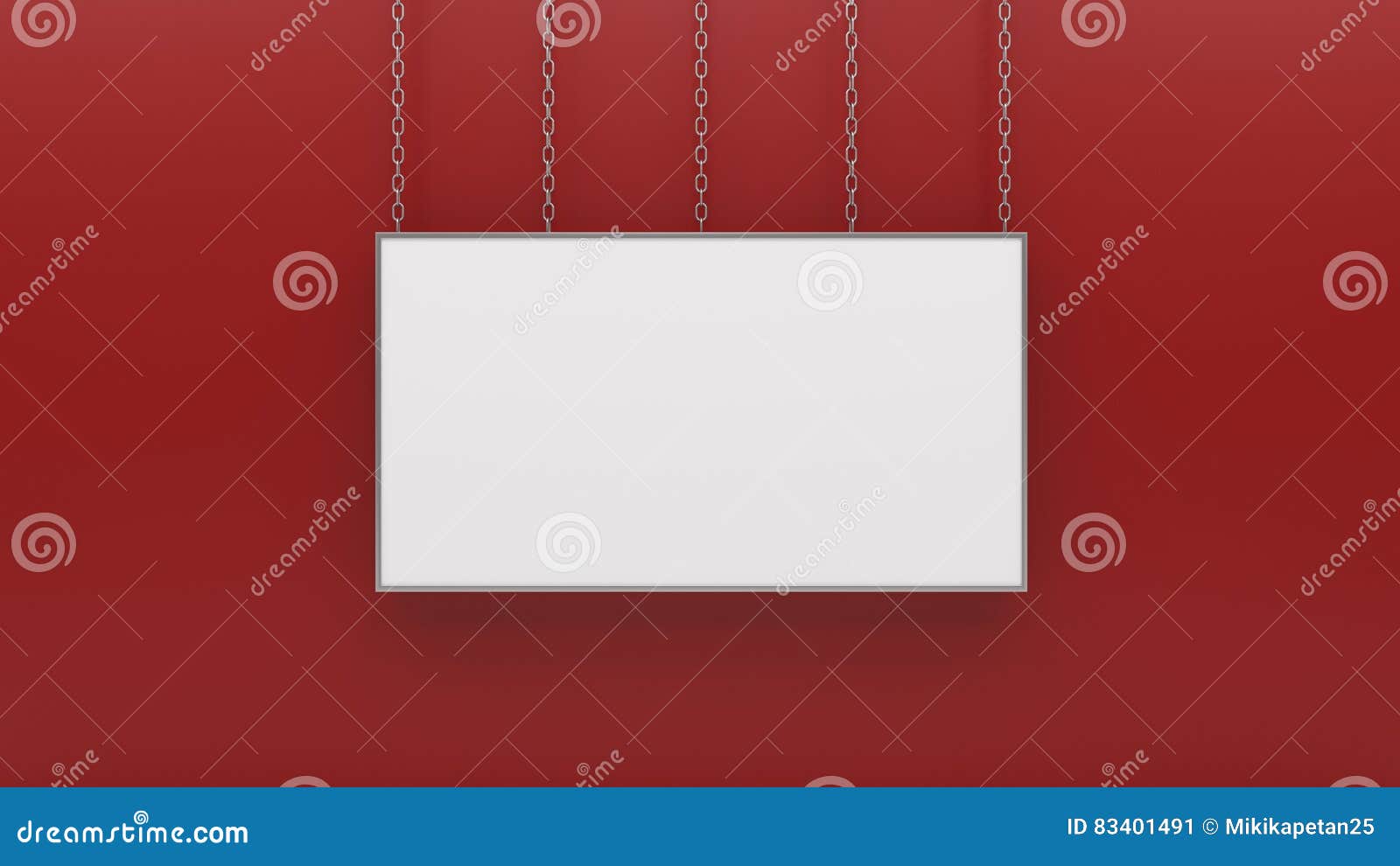 Silver Photo Frame on Red Wall 3d Rendering Stock Illustration ...